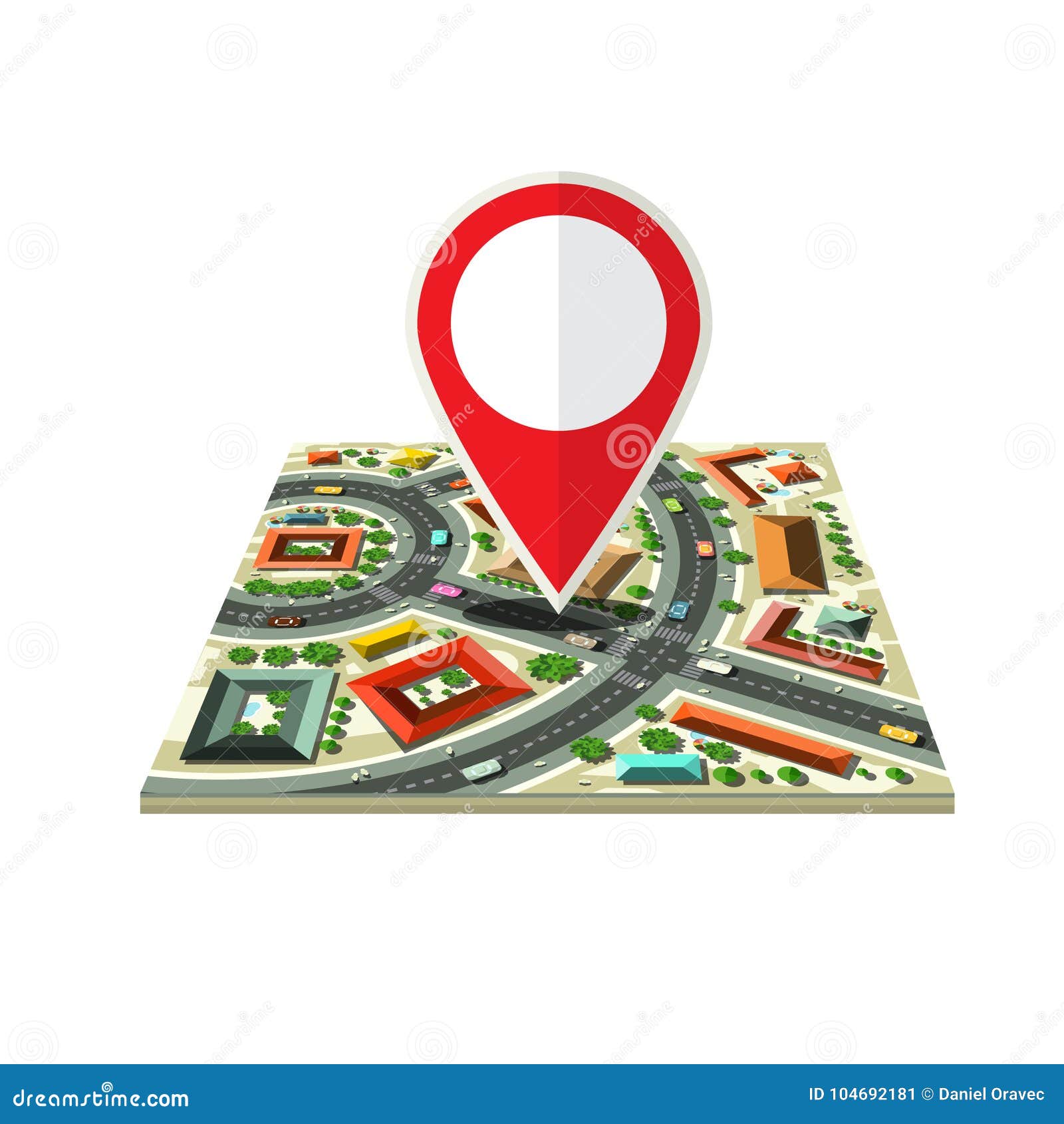 Vector City Map Icon with Red Marker Stock Vector - Illustration of ...