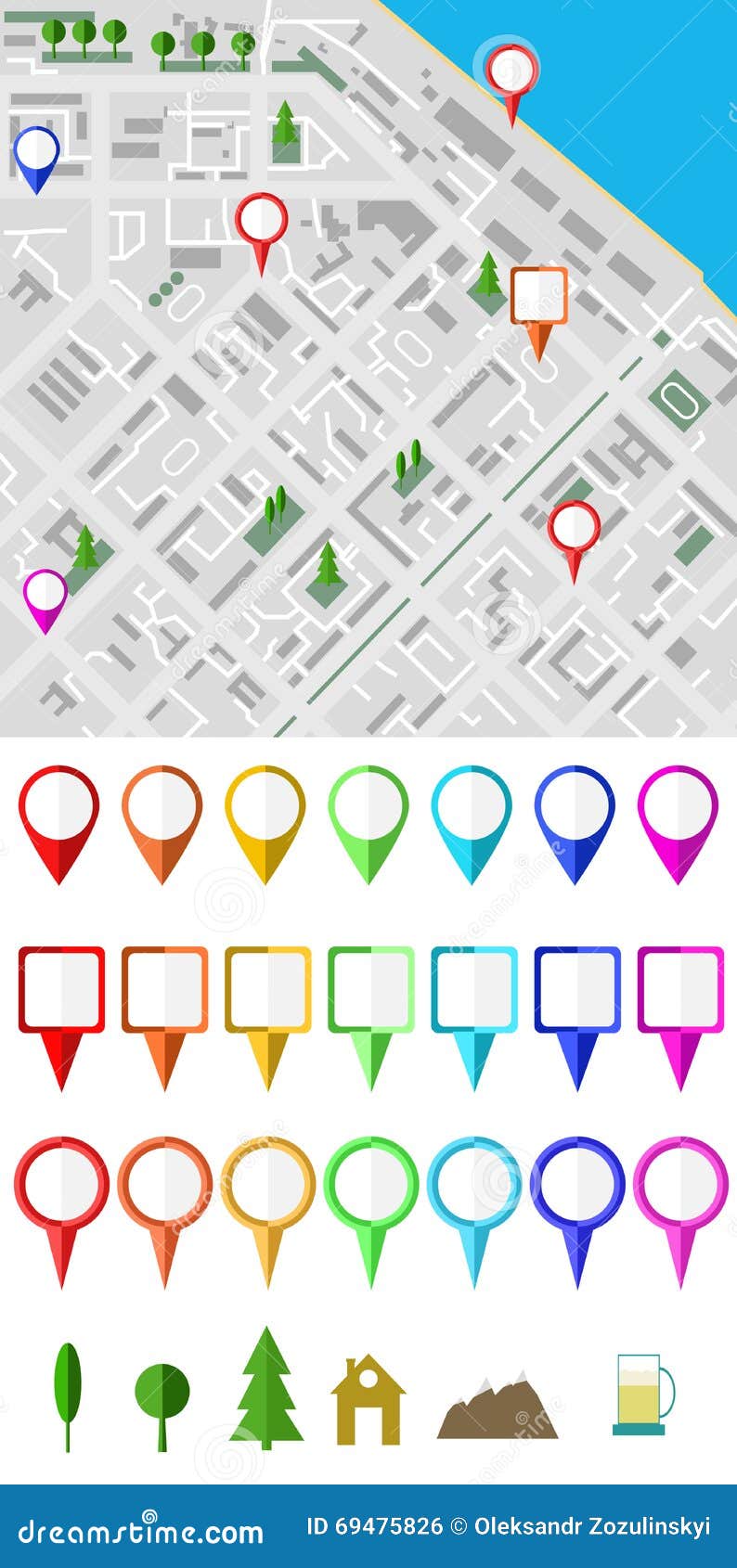 Vector City Map Illustration Containing Stock Vector - Illustration of ...