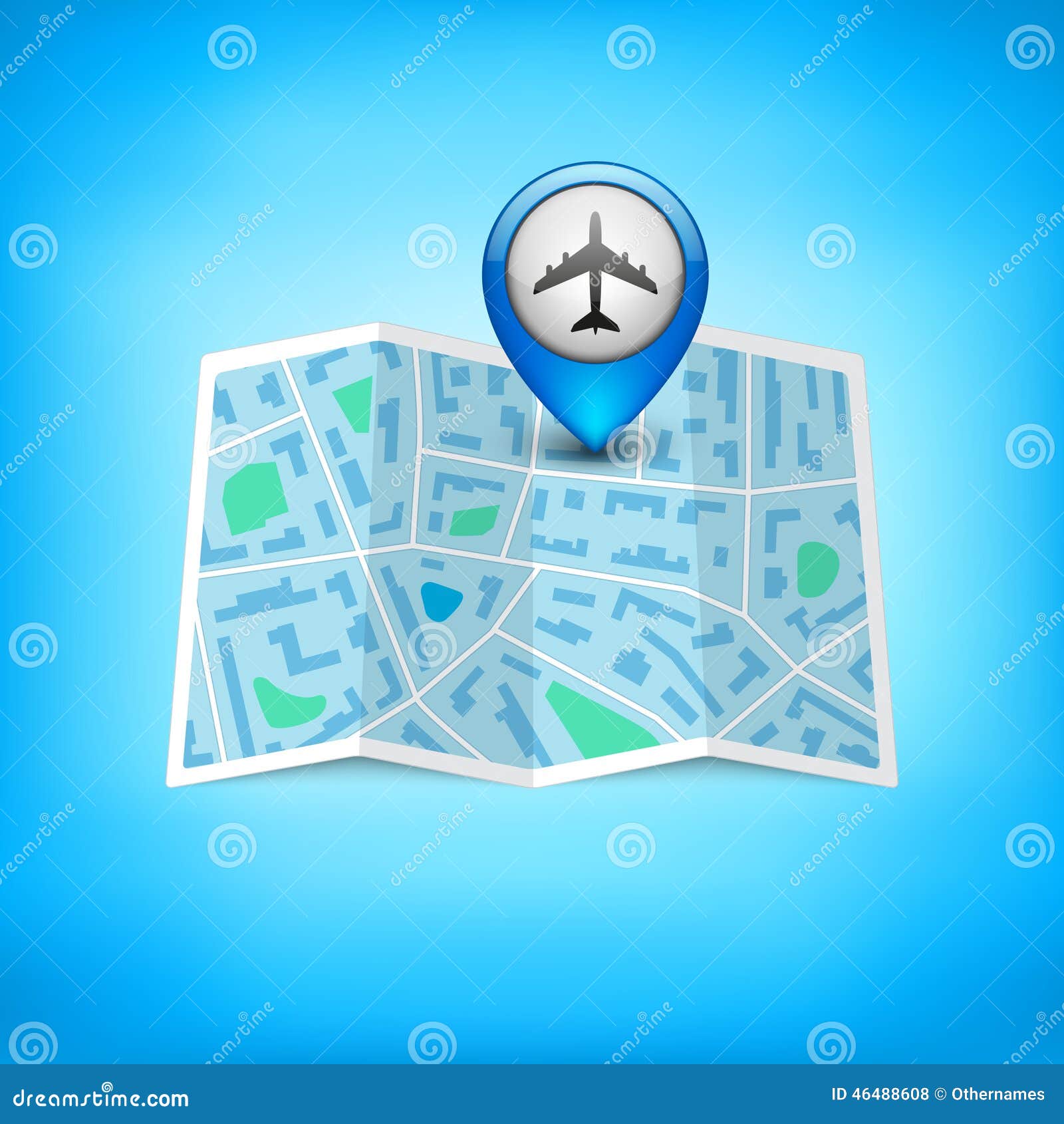Vector City Map with Label Pin Stock Illustration - Illustration of ...