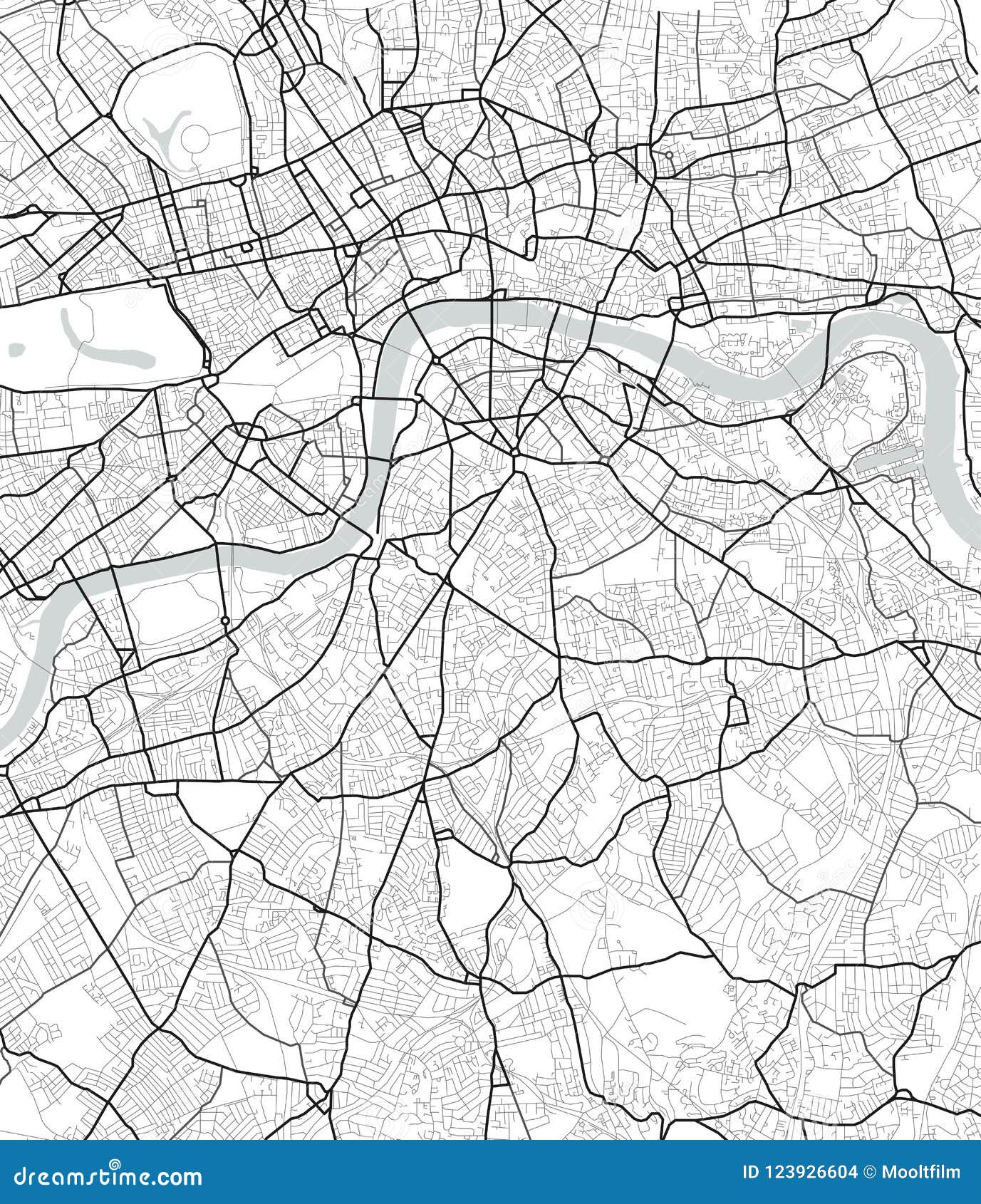 Vector City Map of London in Black and White Stock Vector ...