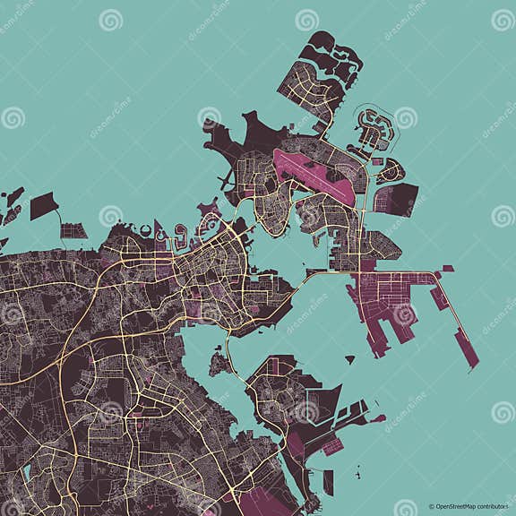 Map of Manama Bahrain stock vector. Illustration of design - 284574328