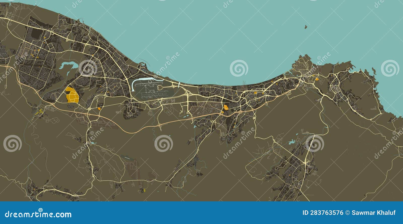 Map of Muscat, Oman stock vector. Illustration of background - 283763576