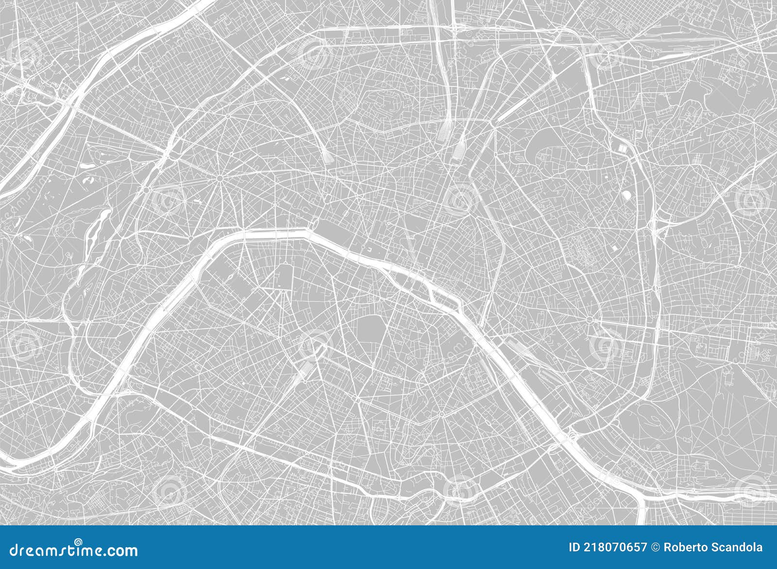 Vector City Map of Paris in Black and White Stock Vector - Illustration ...