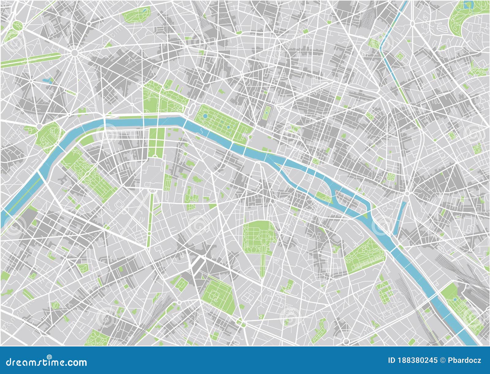 Vector city map of Paris. stock vector. Illustration of notre - 188380245