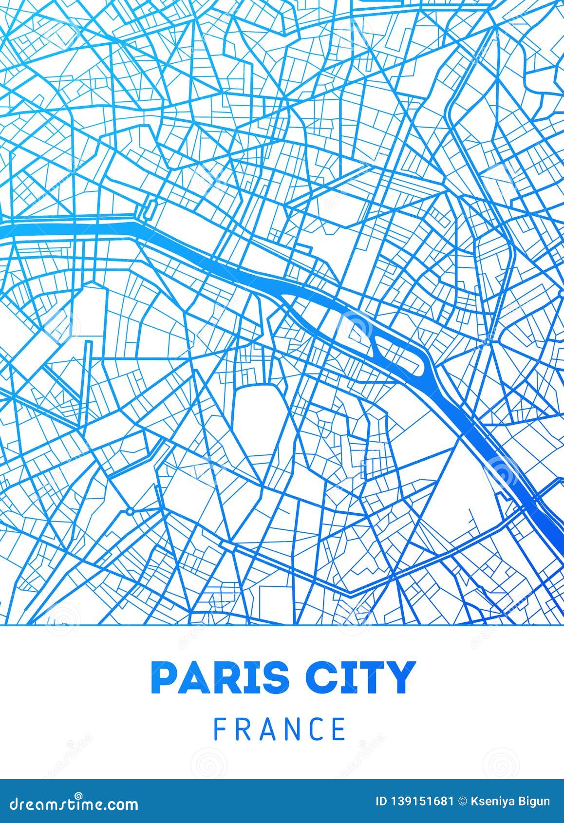Vector City Map of Paris City. Stock Vector - Illustration of ...