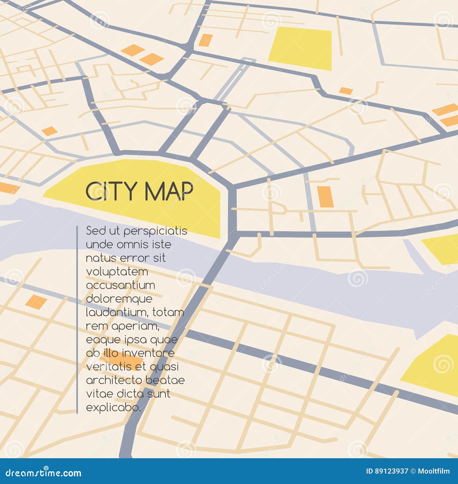 Vector city map stock vector. Illustration of park, cartography - 89123937