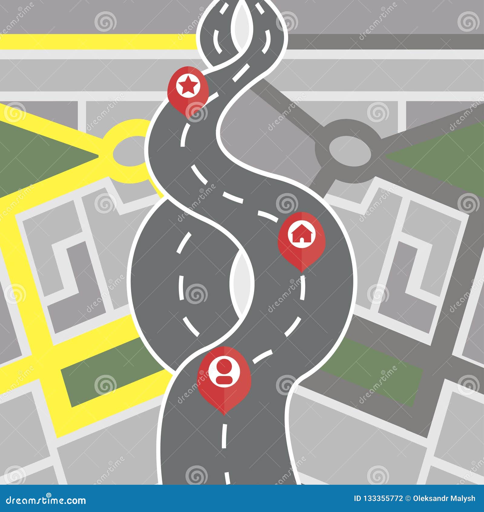 City map markers stock vector. Illustration of direction - 133355772