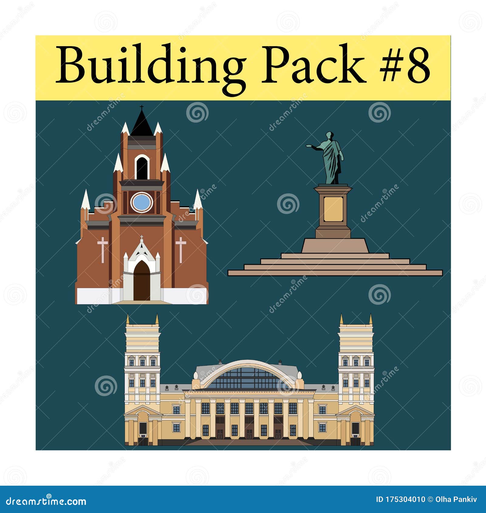 Vector City Public Buildings Set Urban Buildings Facades and ...