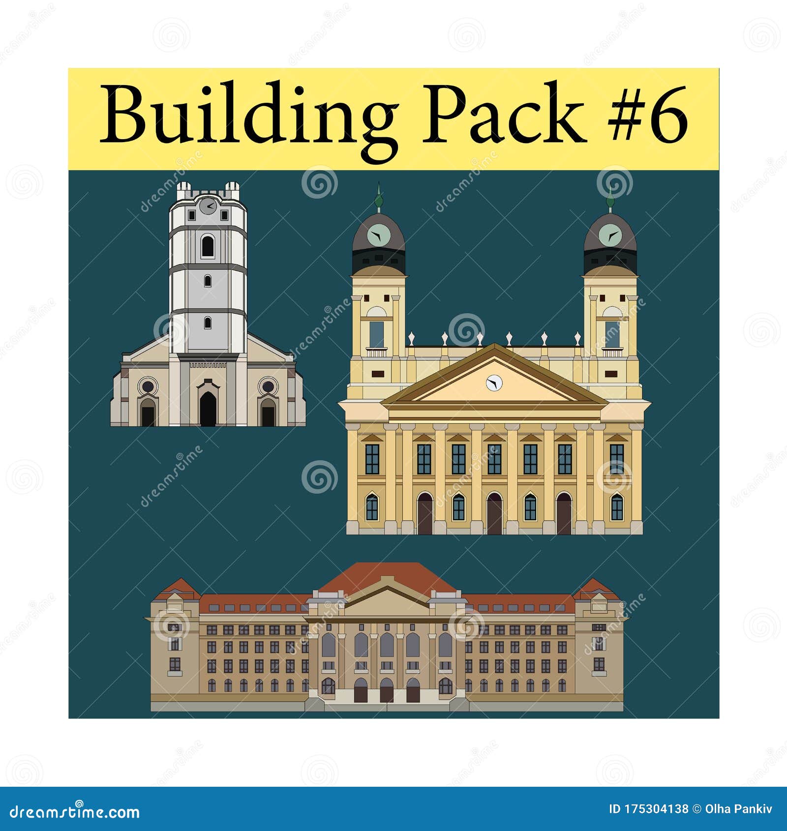 Vector City Public Buildings Set Urban Buildings Facades and ...