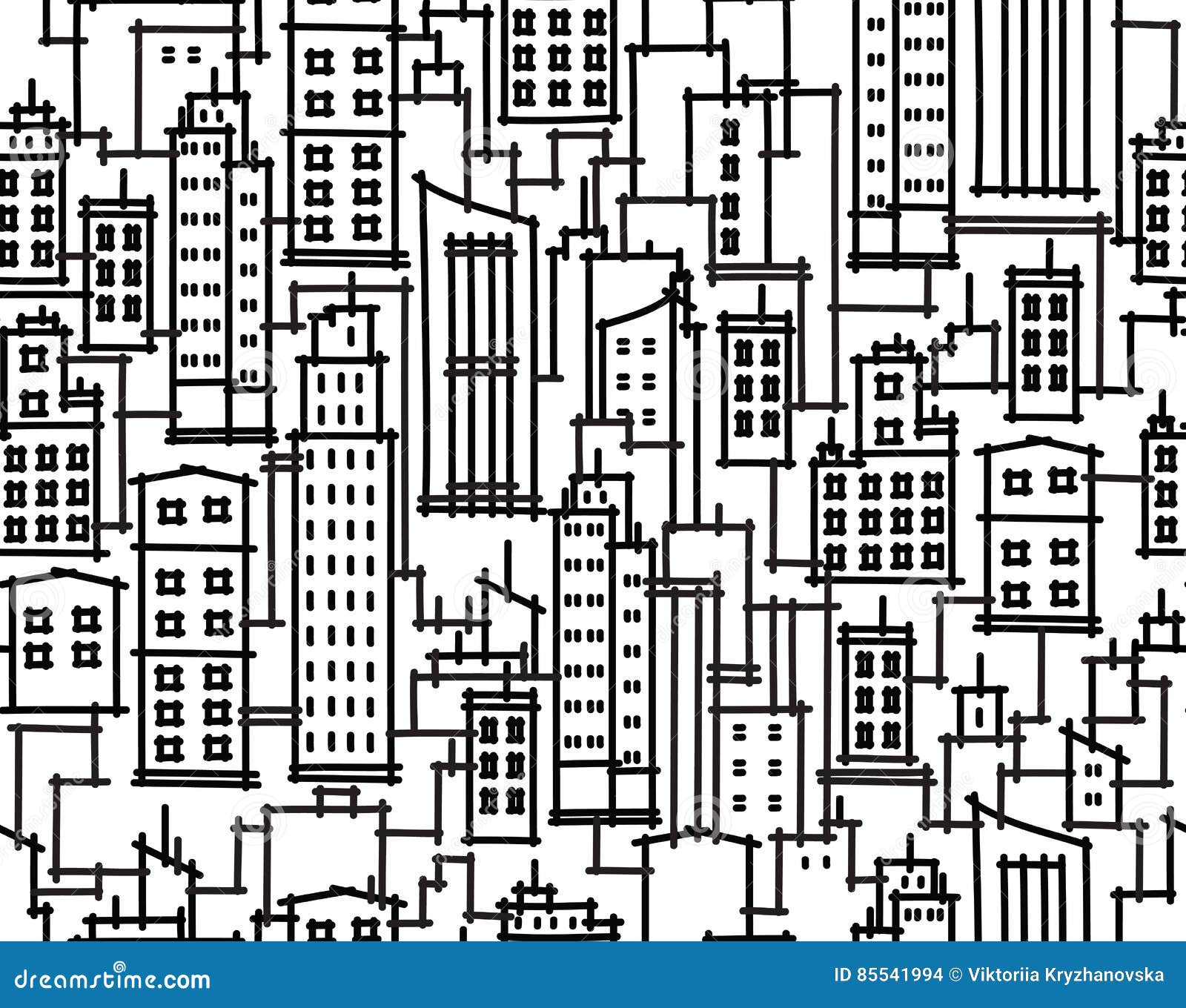 Vector City Seamless Pattern. Stock Vector - Illustration of downtown ...