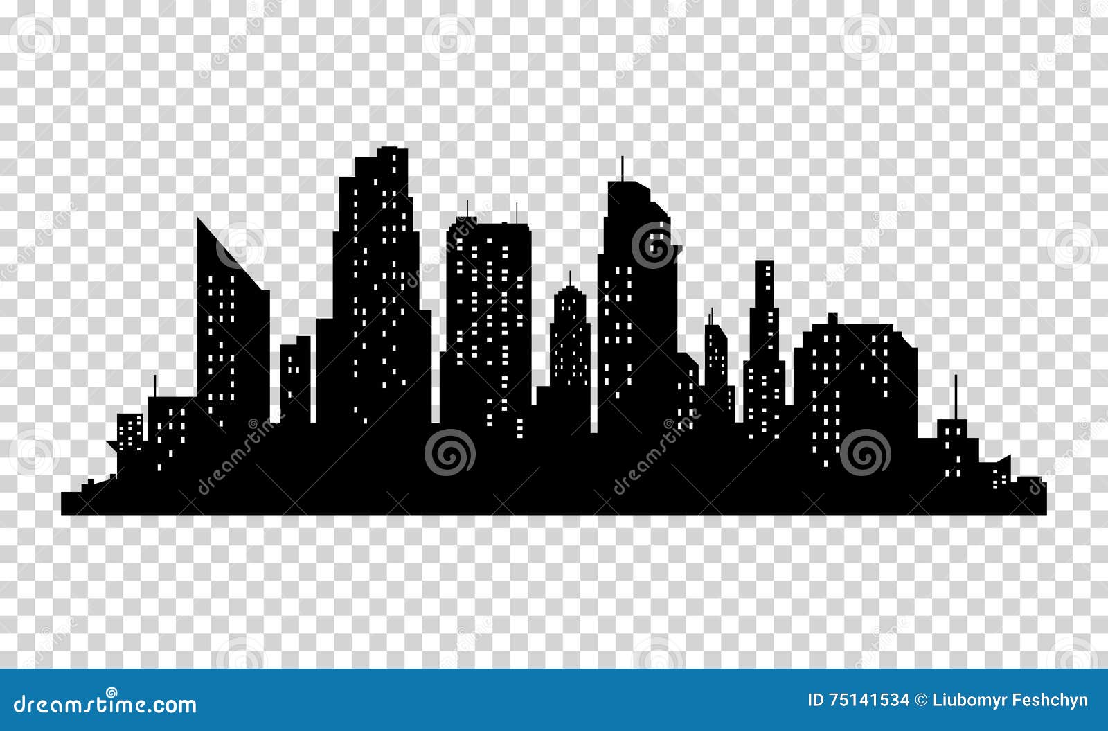Vector city silhouette stock vector. Illustration of exterior - 75141534