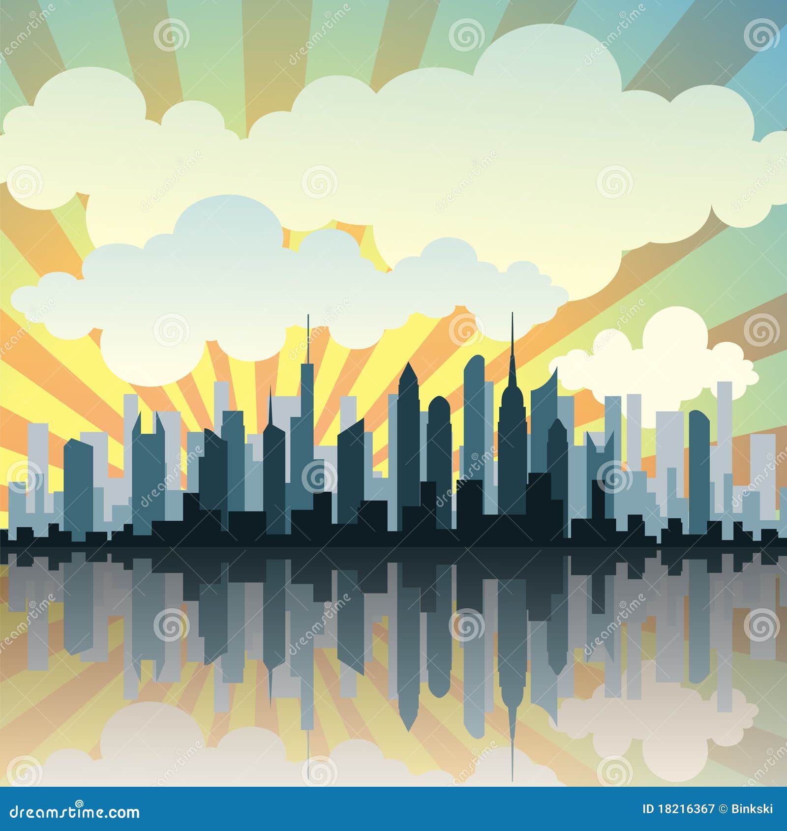 Vector Cityscape stock vector. Illustration of sunset - 18216367