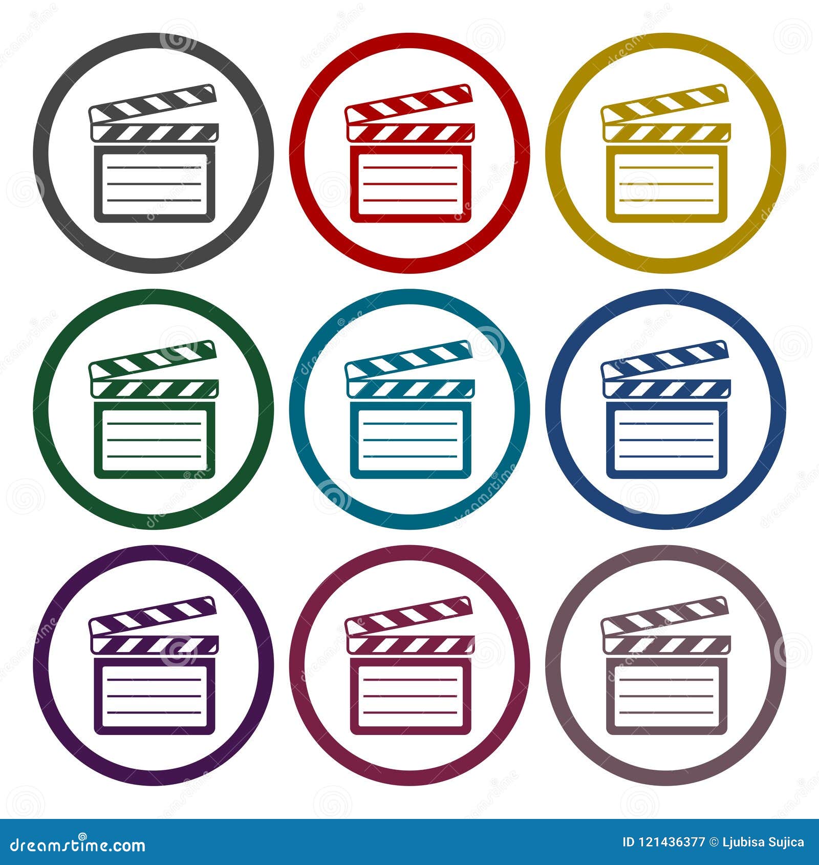 Vector Clap Board Icons Set Stock Vector - Illustration of ...