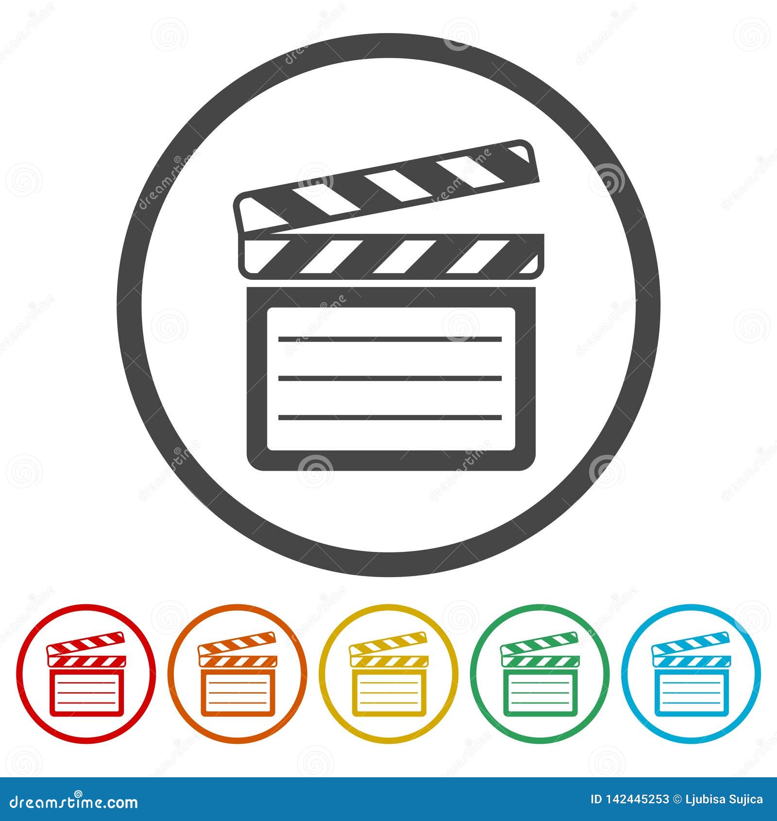 Vector Clap Board Icons Set Stock Vector - Illustration of board ...