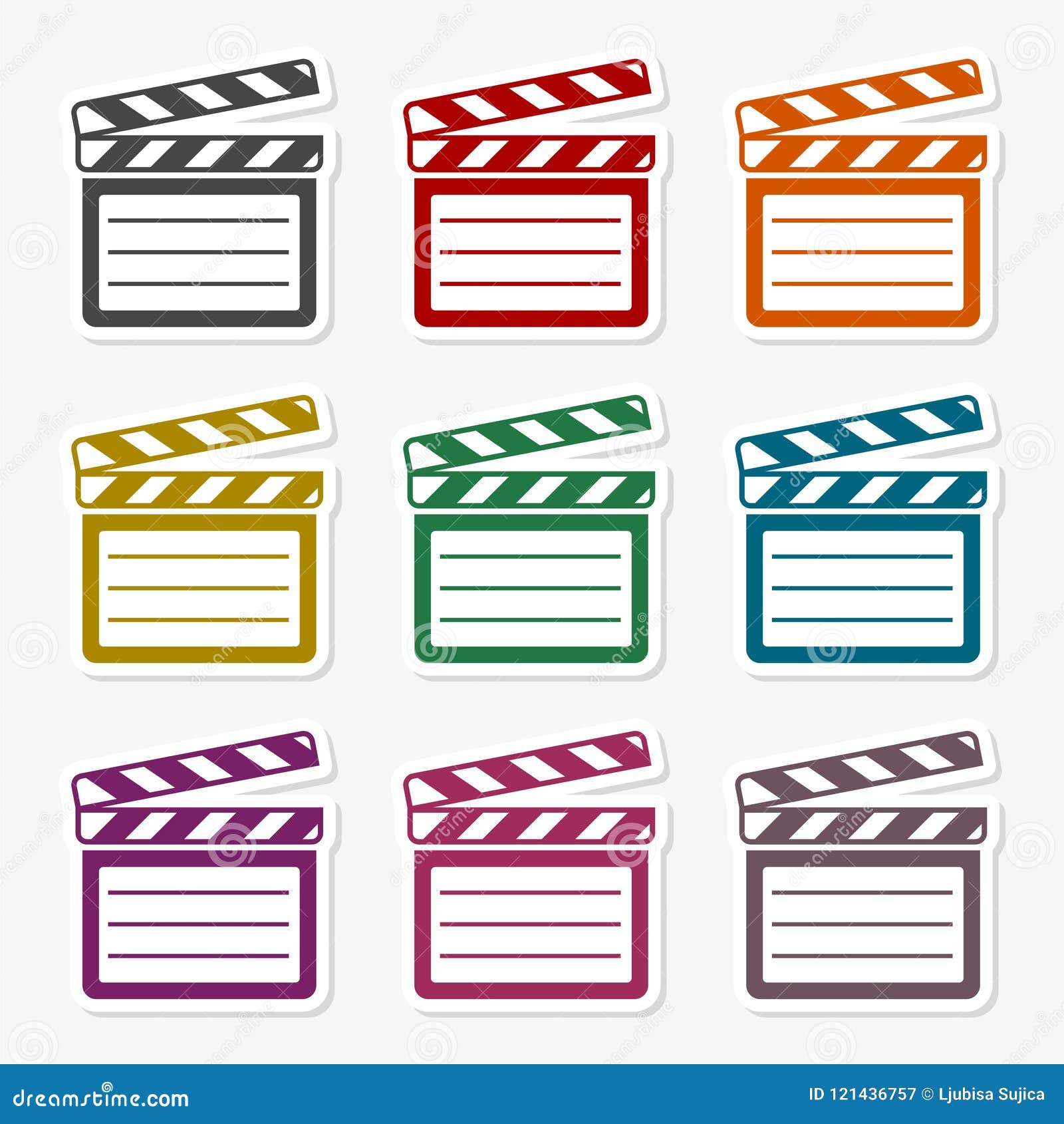 Vector Clap Board Sticker Set Stock Vector - Illustration of production ...