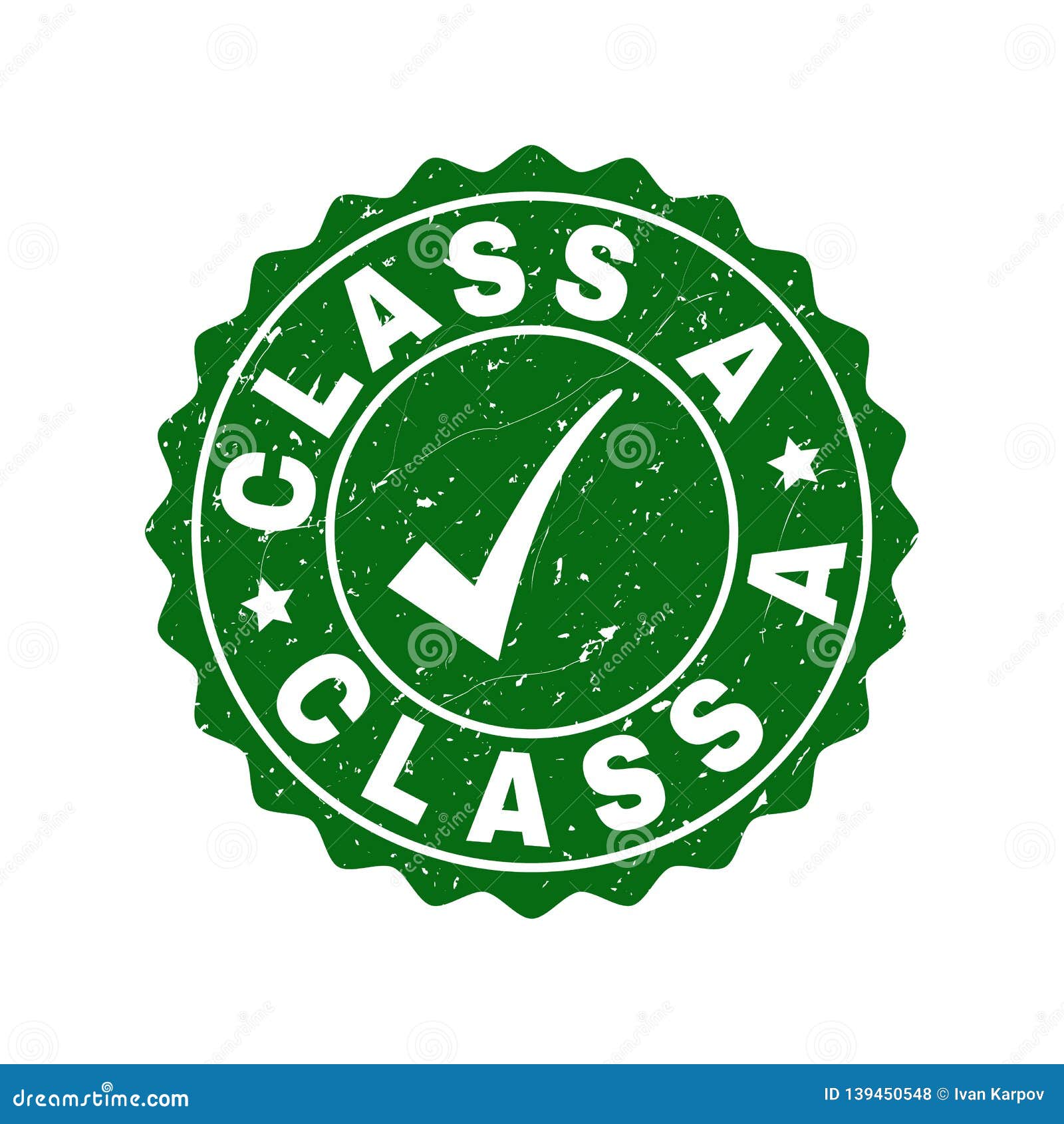 Class a Grunge Stamp with Tick Stock Vector - Illustration of overlay ...