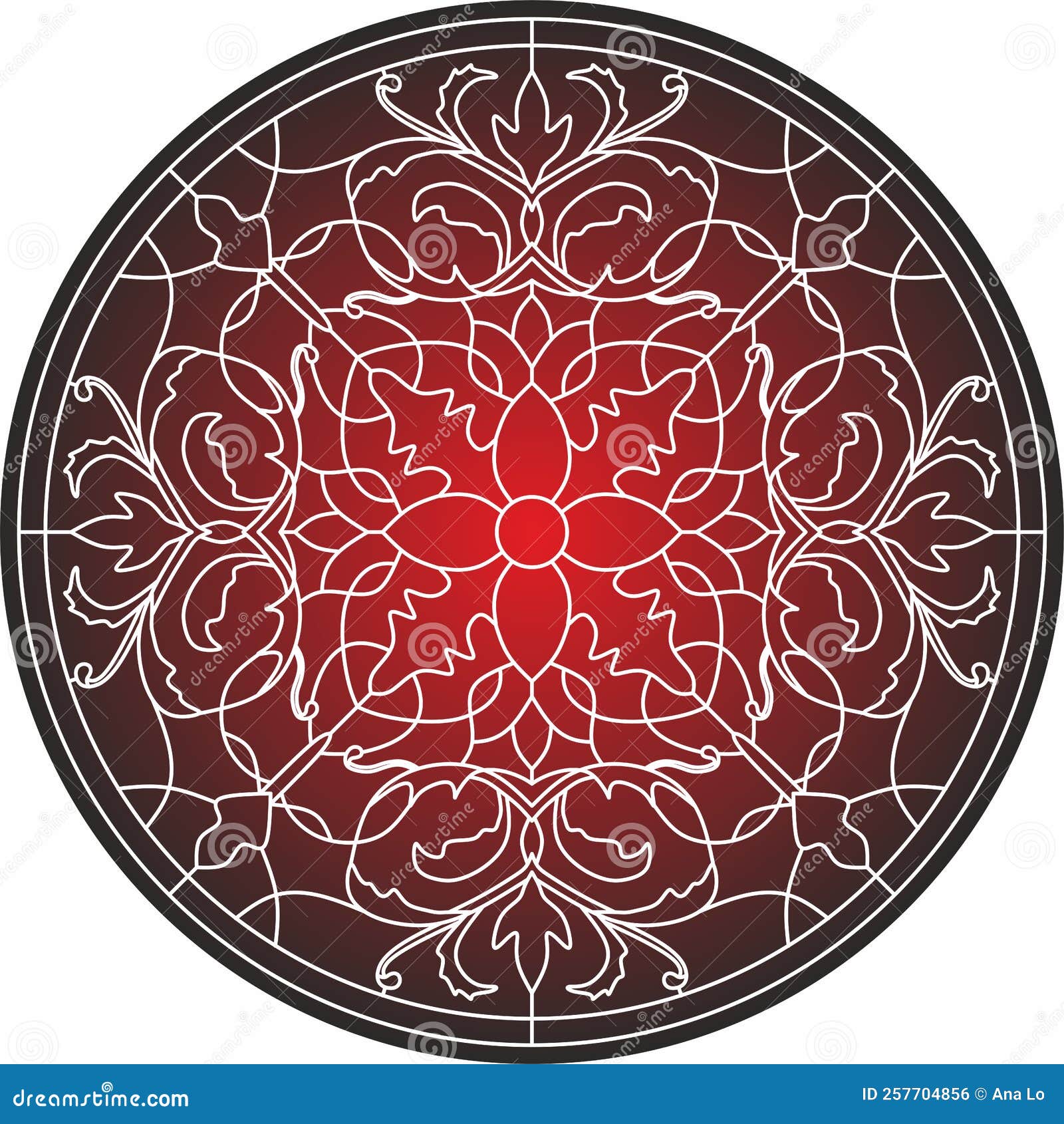 Vector Classic Colored Round Ornament. Red Pattern in a Circle. Drawing ...