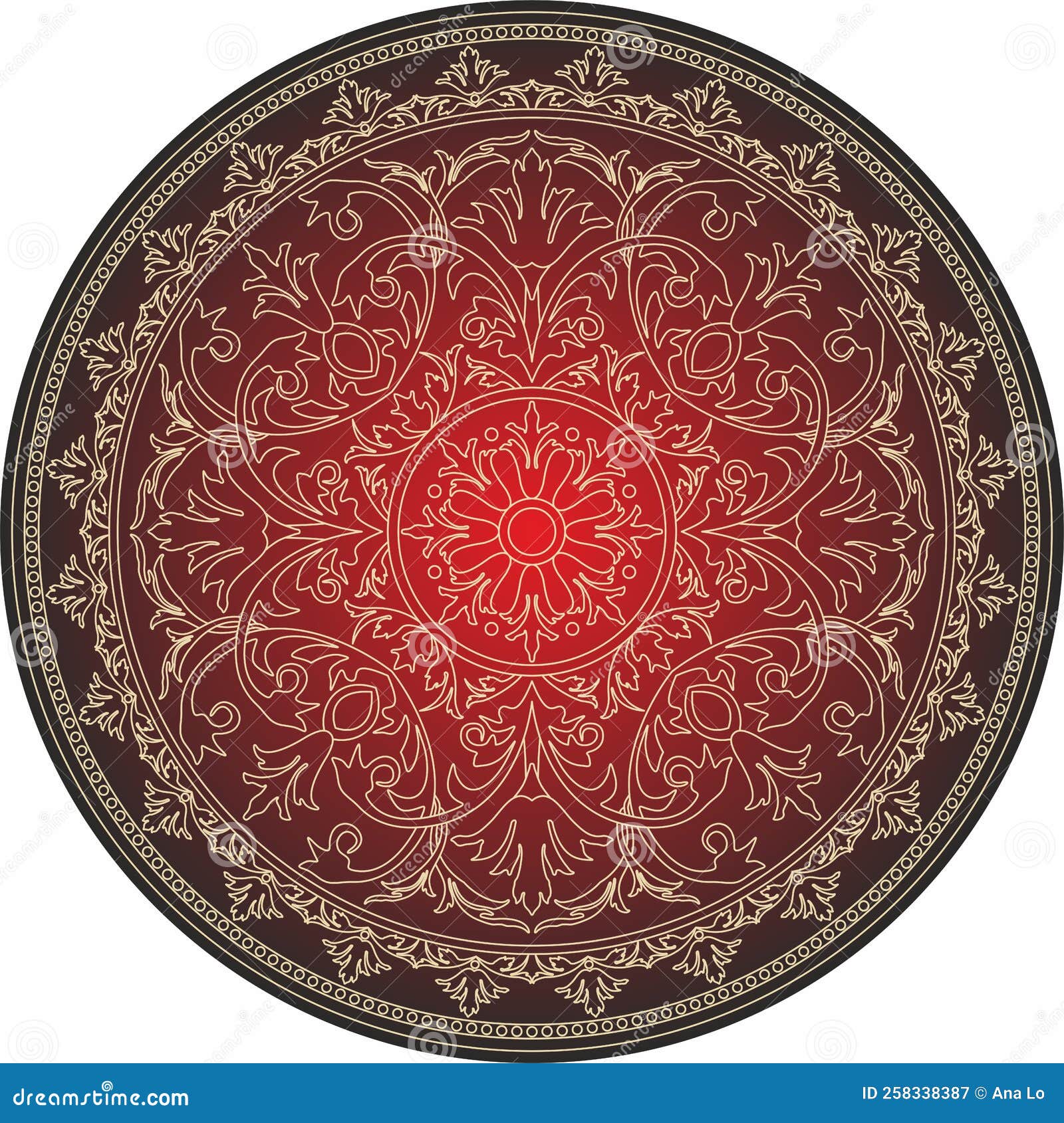 Vector Classic Colored Round Ornament. Red Pattern in a Circle Stock ...