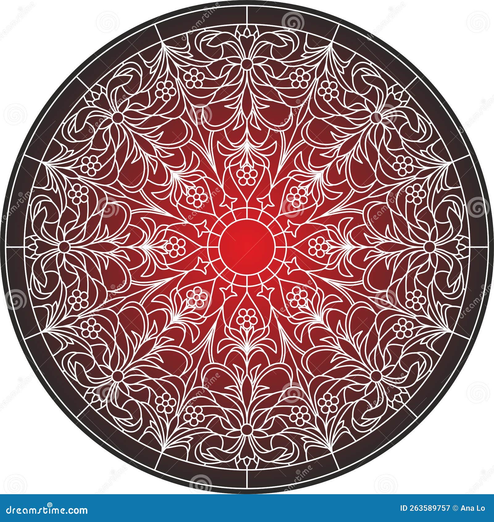 Vector Classic Colored Round Ornament. Red Pattern in a Circle Stock ...