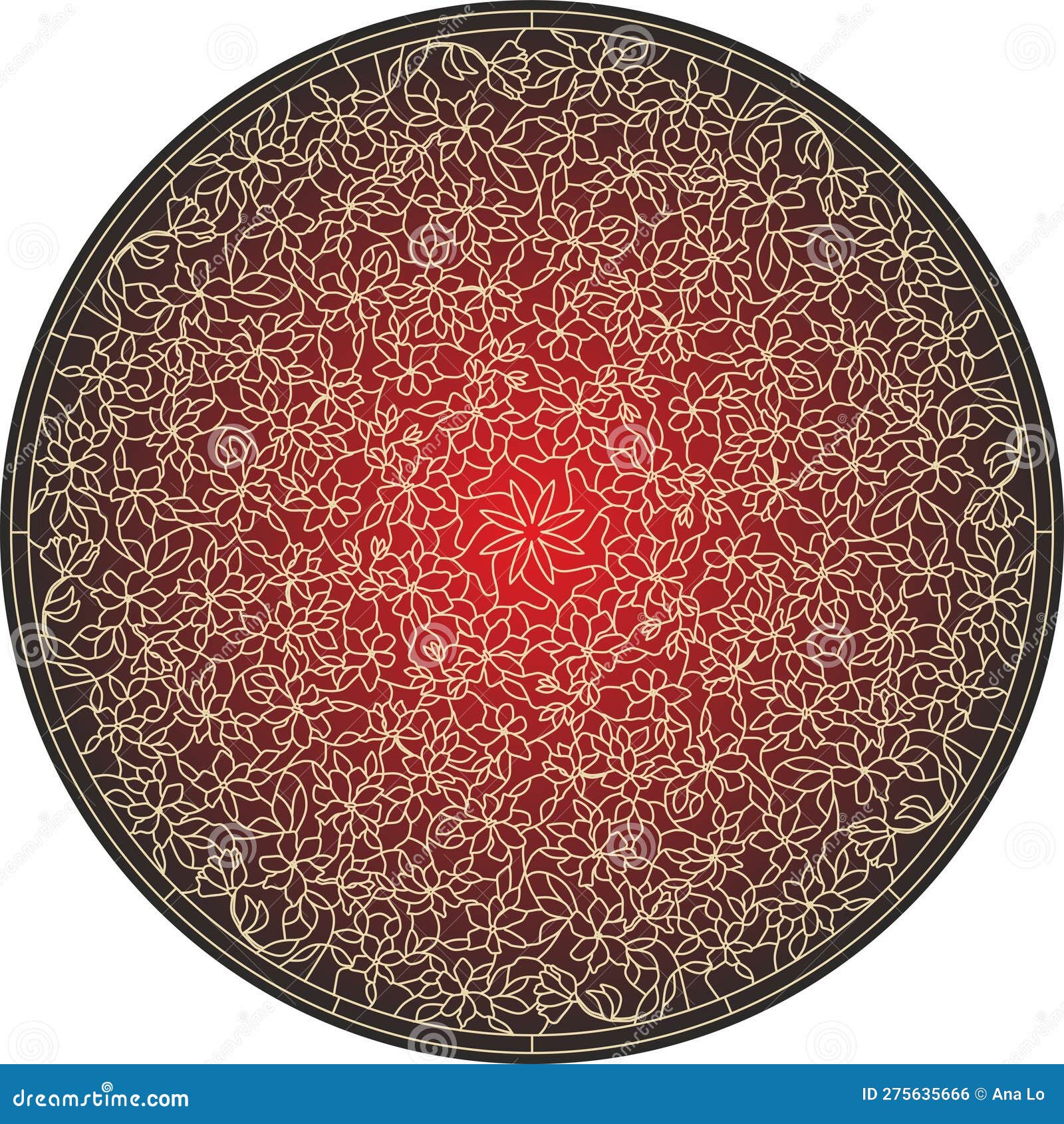 Vector Classic Colored Round Ornament. Red Pattern in a Circle. Drawing ...