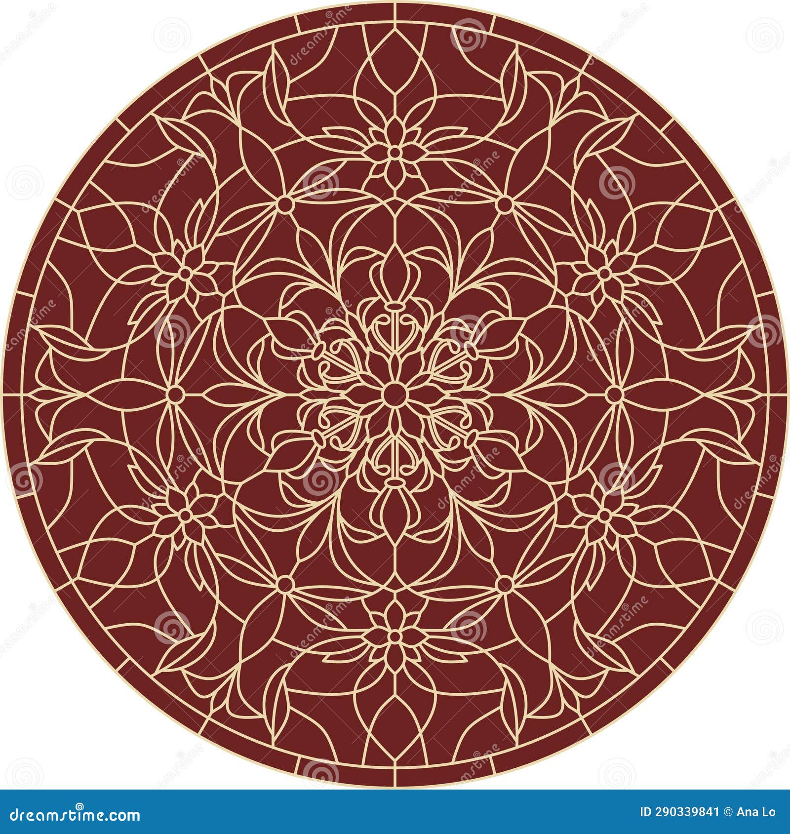 Vector Classic Colored Round Ornament. Red Pattern in a Circle Stock ...