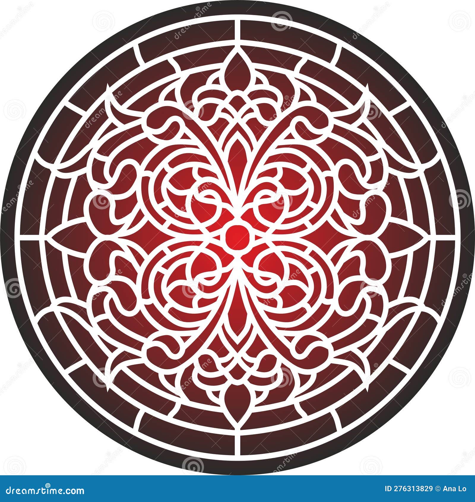 Vector Classic Colored Round Ornament. Red Pattern in a Circle Stock ...