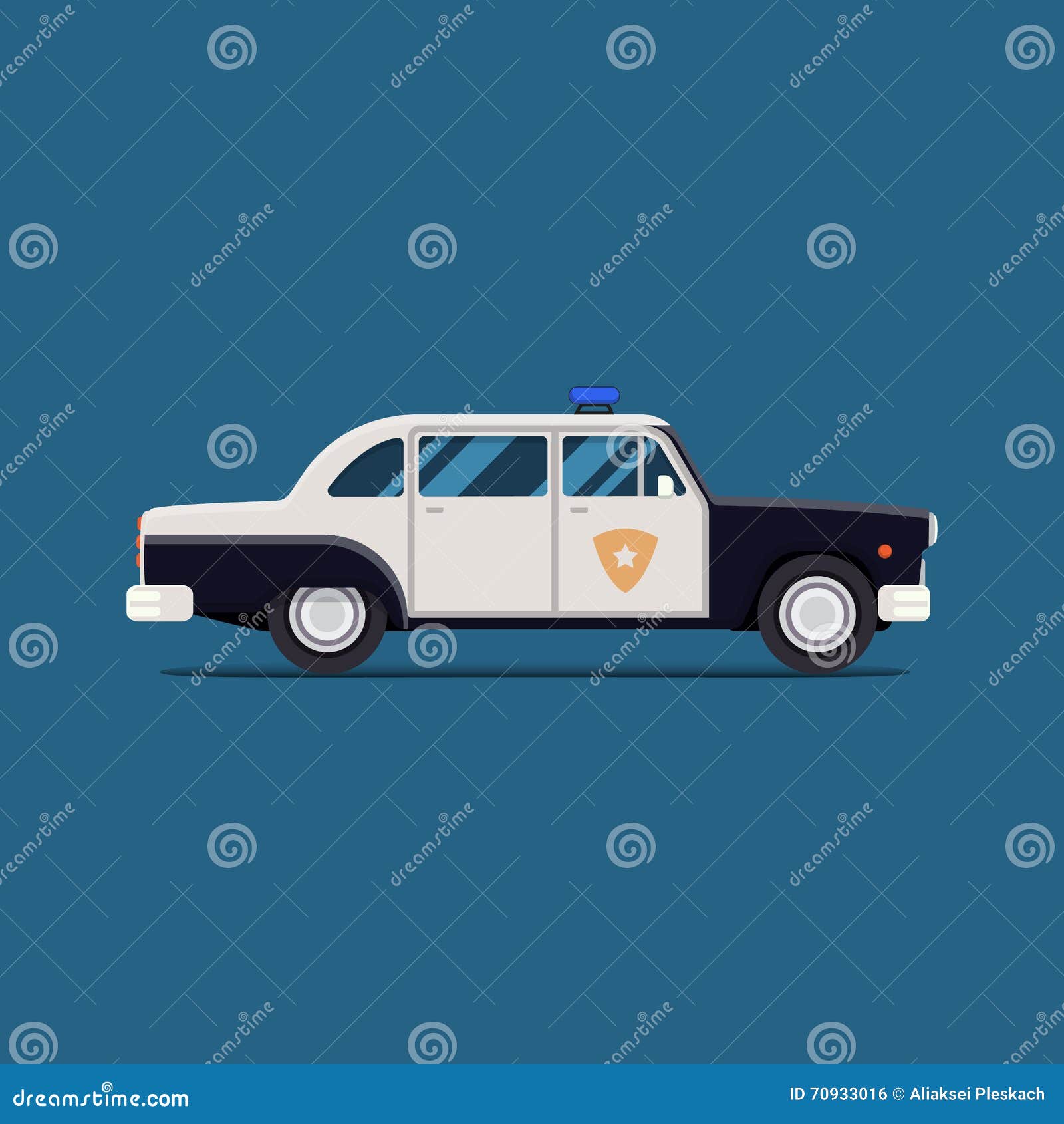 Vector Classic Police Car. Modern Flat Style Illustration. Icon Stock ...