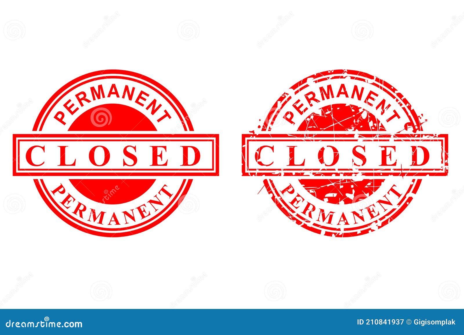 2 Style Vector, Clean and Rust Red Rubber Stamp, Permanent Closed ...