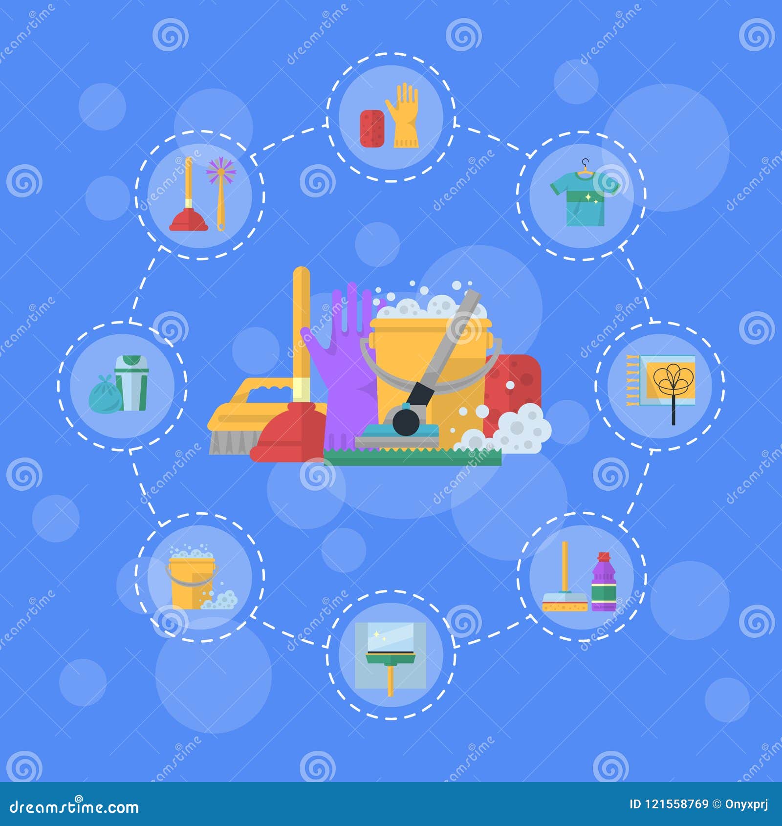 Vector Cleaning Flat Icons Infographic Illustration Stock Vector ...