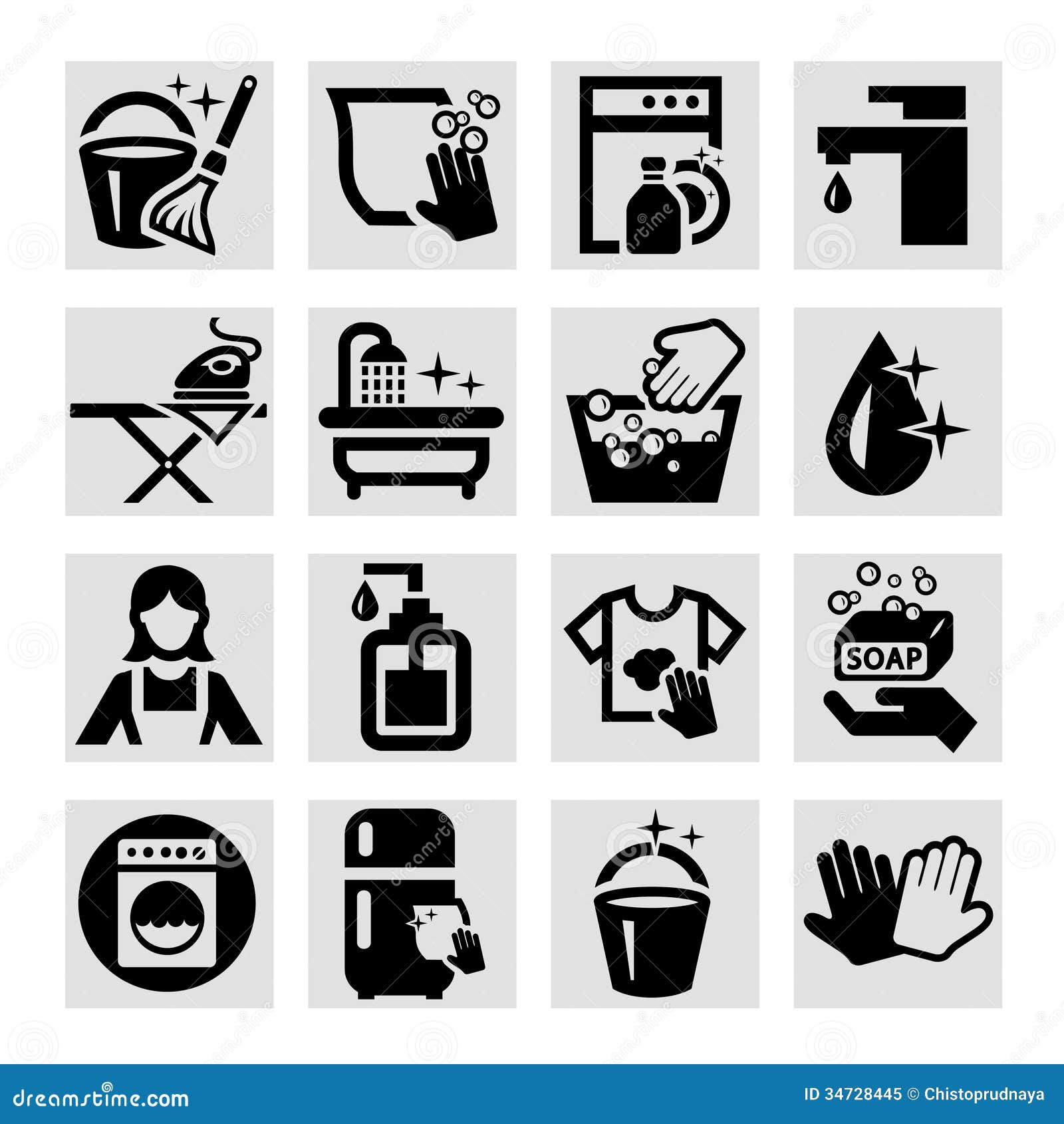 Vector cleaning icons stock image. Image of house, black - 34728445