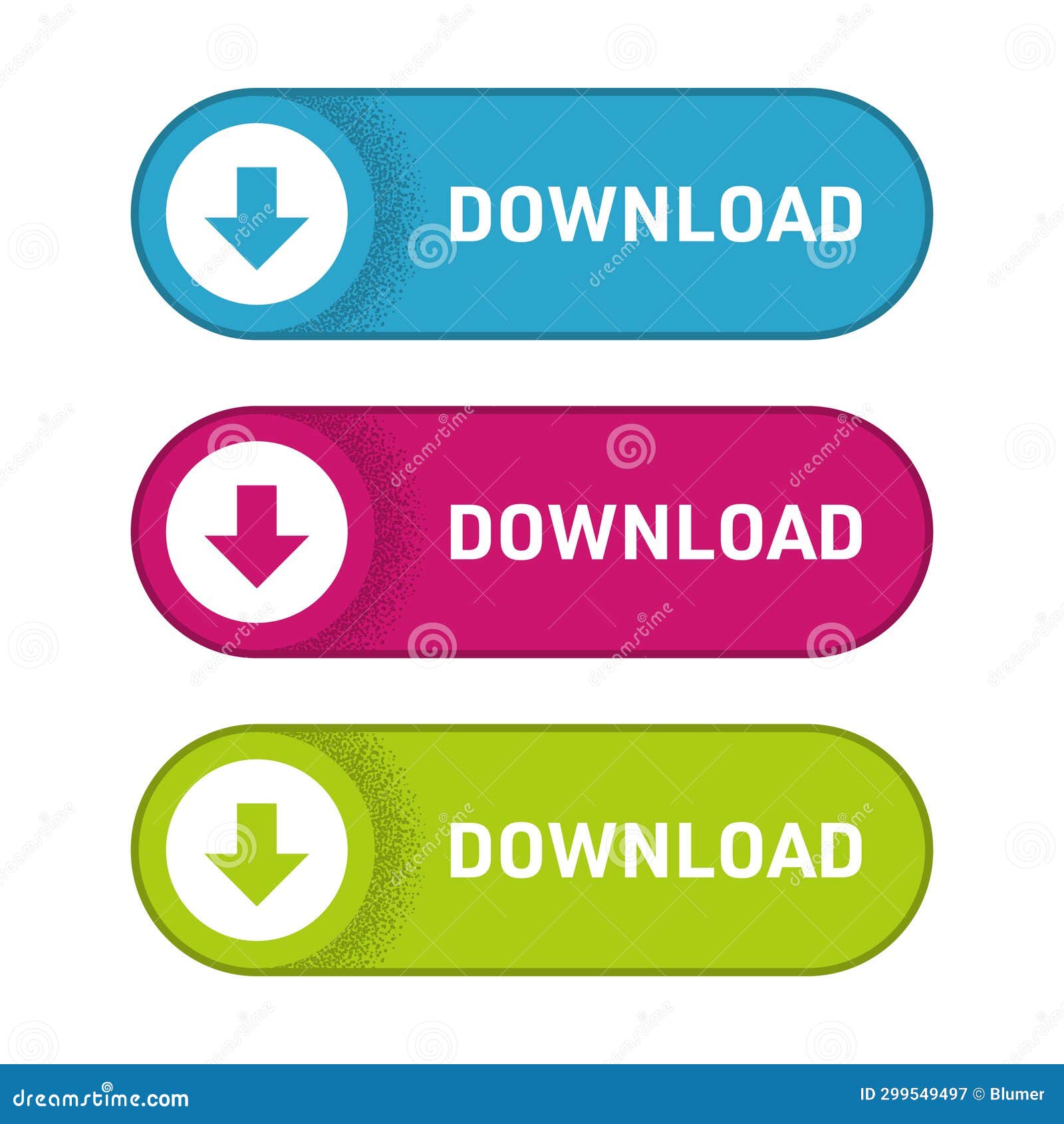Vector Click Download Button Set for Website Stock Vector - Illustration of file, badge: 299549497