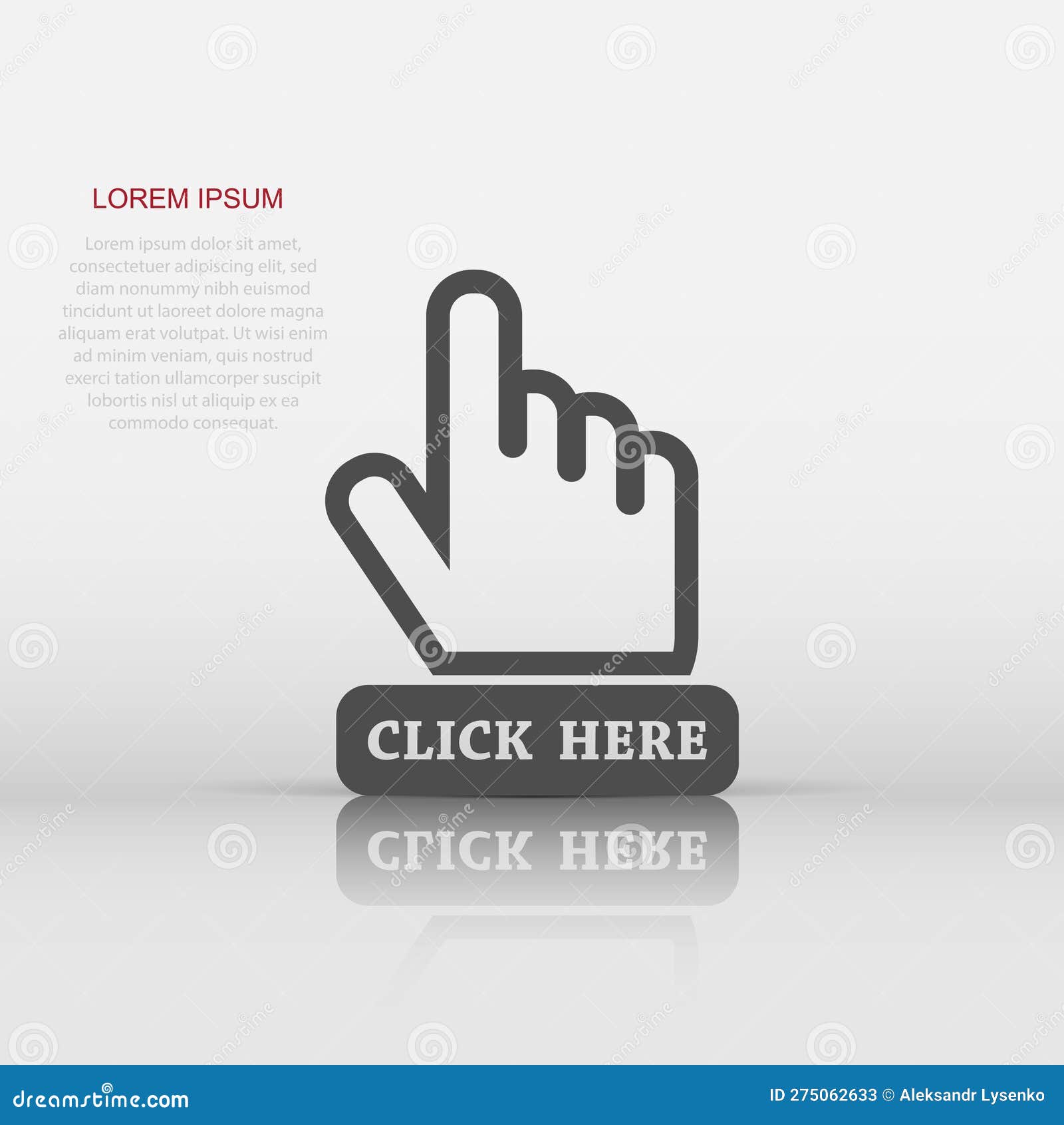 Vector Click Here Icon in Flat Style. Hand Cursor Sign Illustration ...
