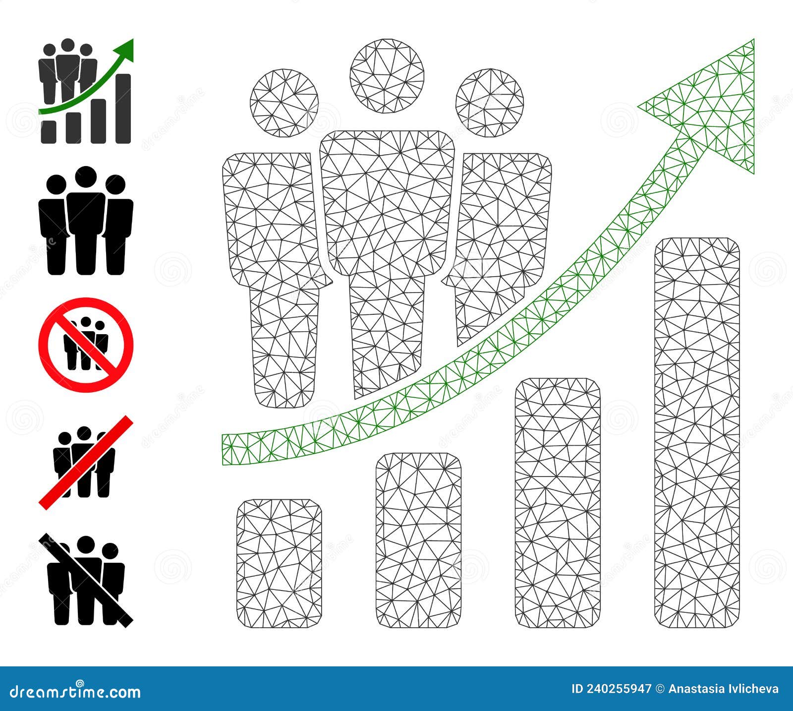 Mesh Wireframe Clients Growth Chart Icon Stock Vector - Illustration of ...