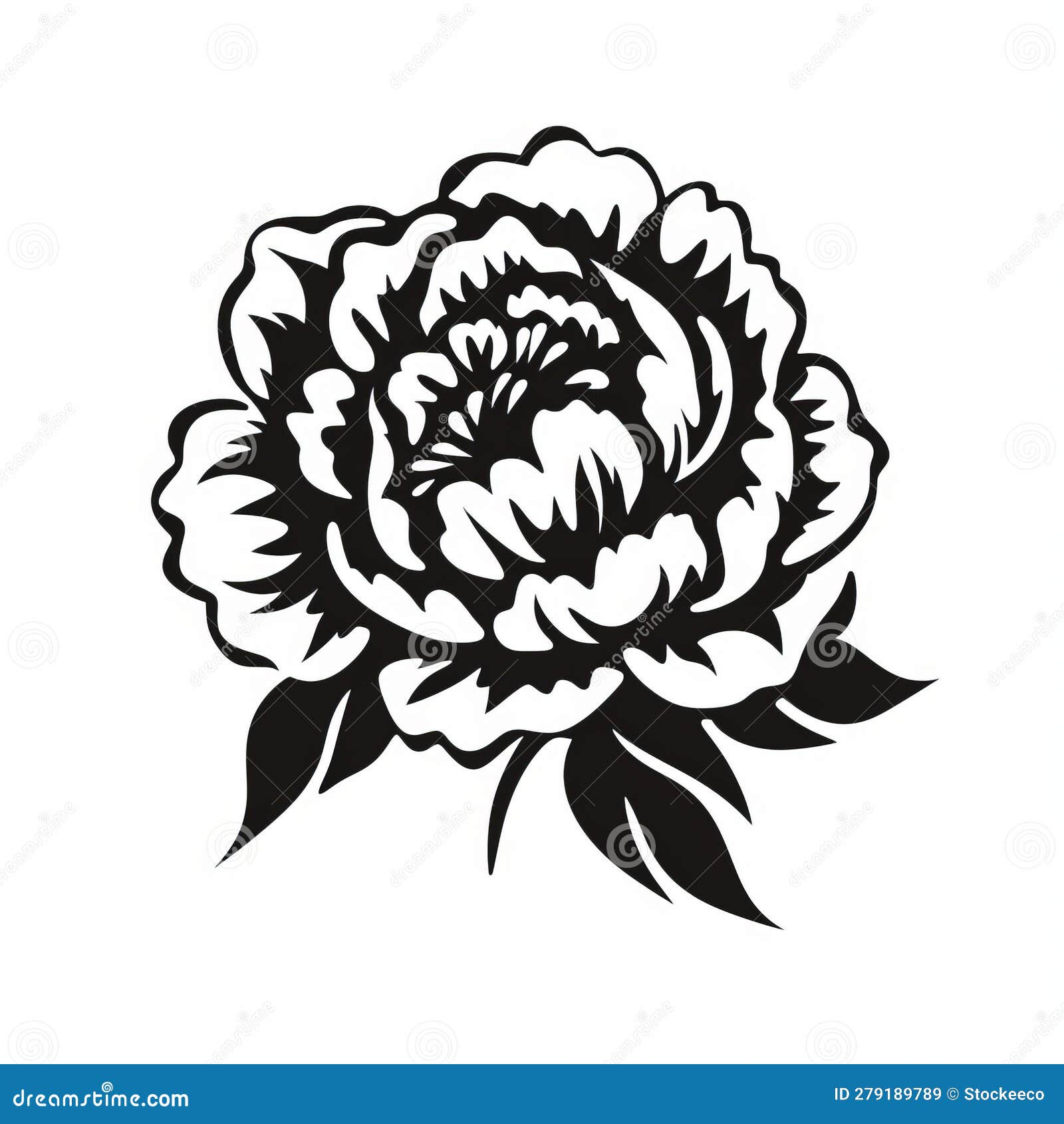 Minimalistic Peony Silhouette Vector Clipart Stock Image ...