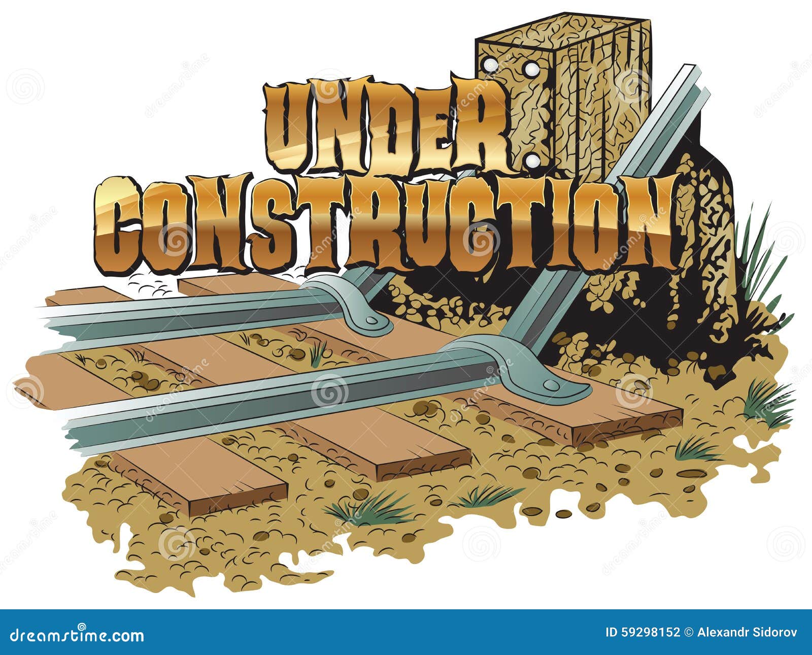 Vector Clipart. Railroad Tracks Blockage. Under Construction ...