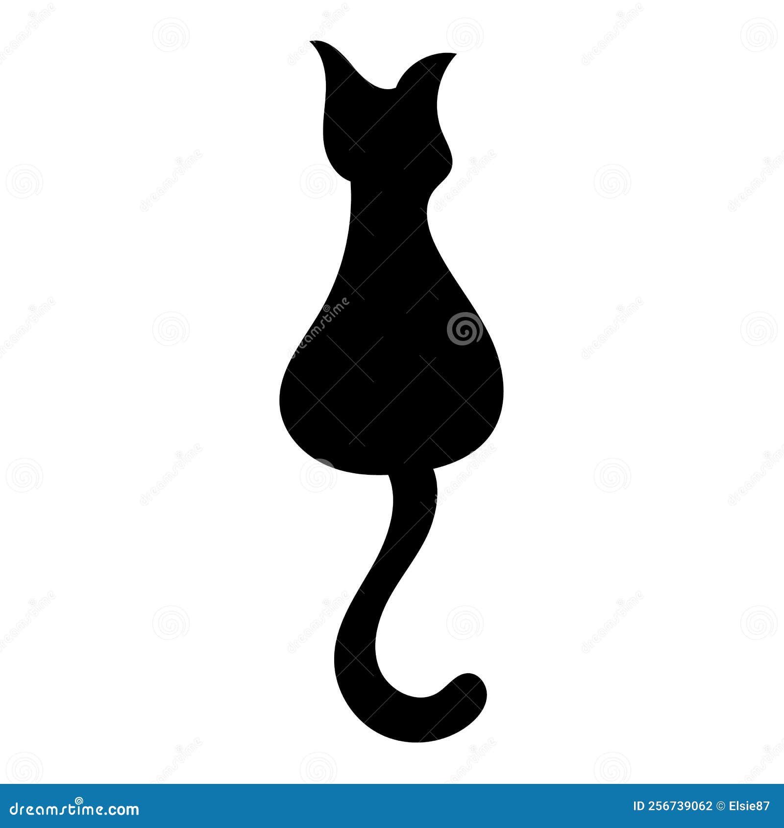 Sitting Cat Silhouette From Back