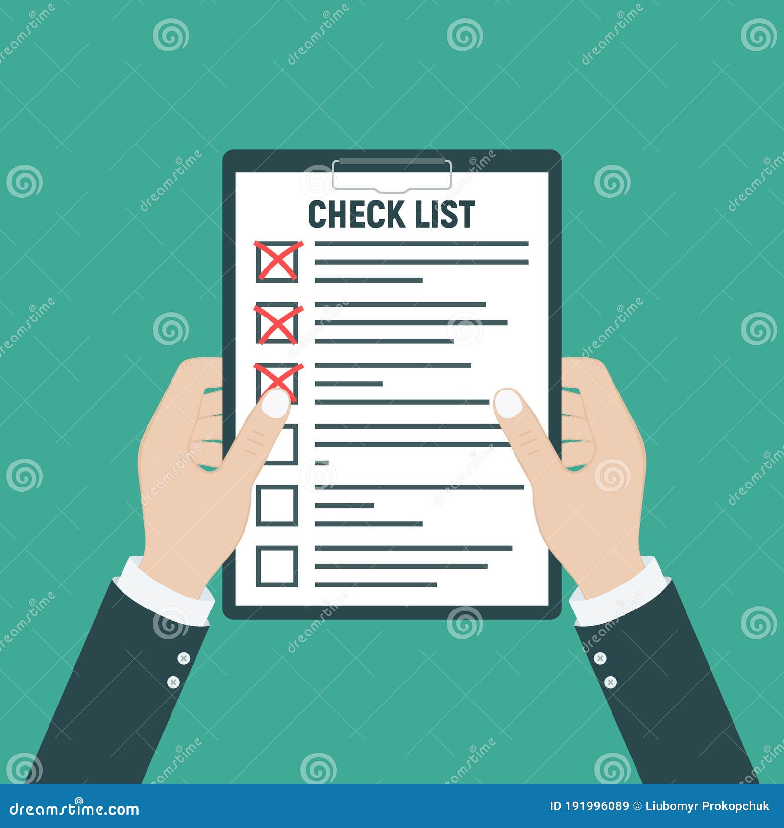 Vector Clipboard with Green Tick and Red Crosses. Flat Design Clip ...