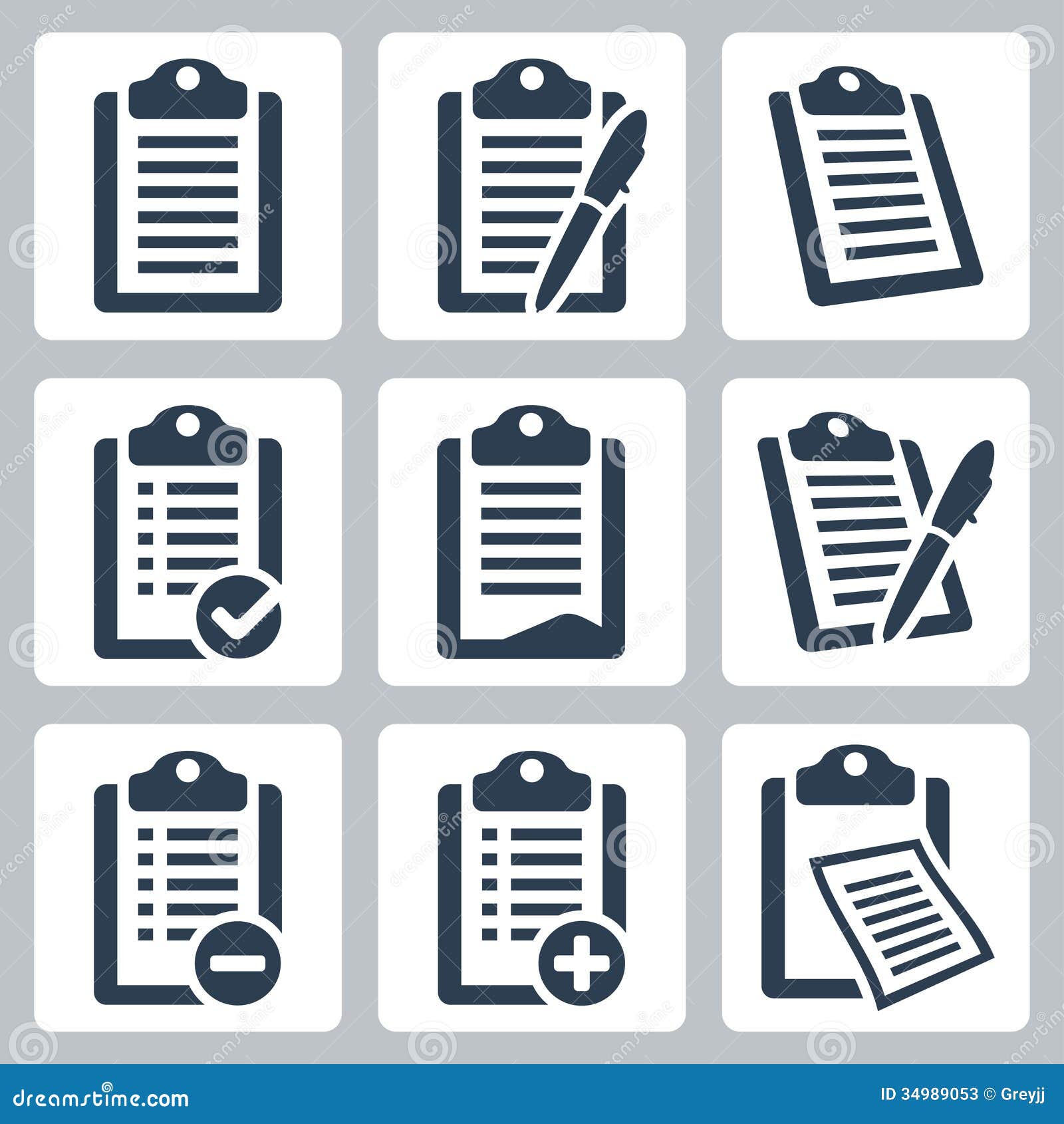 Vector clipboard icons set stock vector. Illustration of form - 34989053