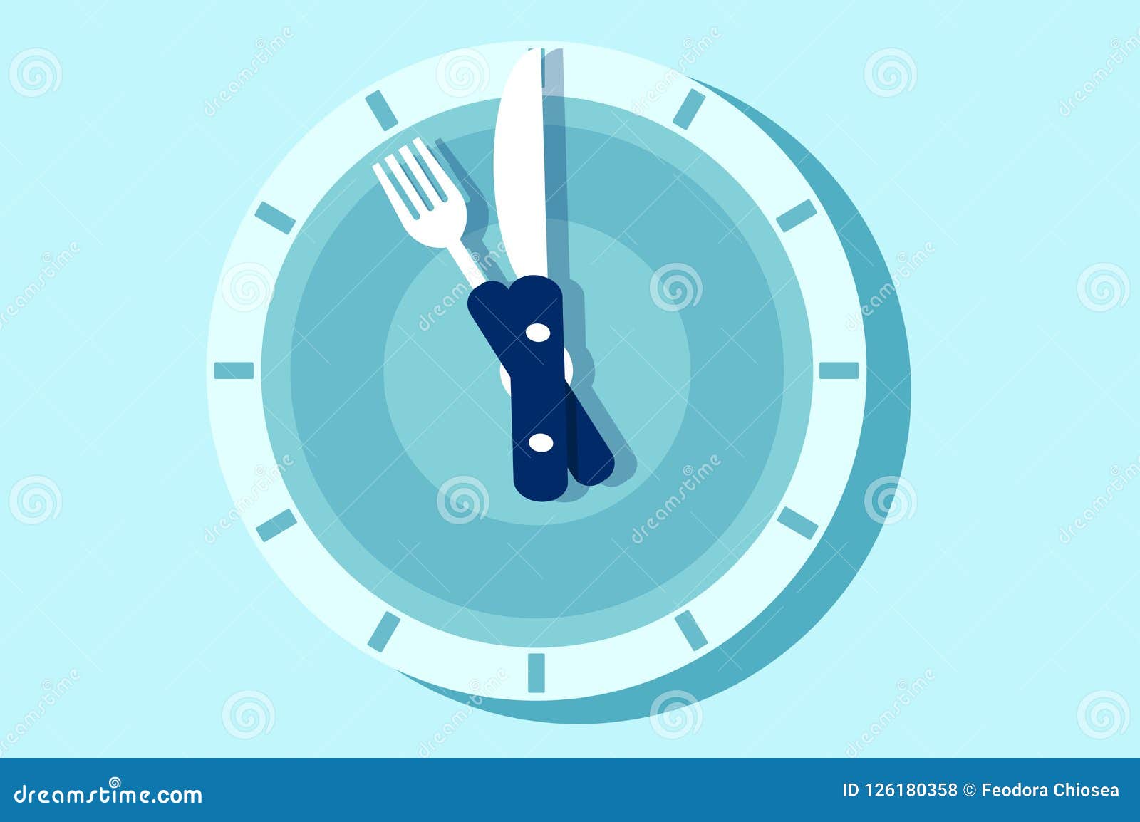 Vector of the Clock Face in the Form of Plate with Knife and Fork Arms ...