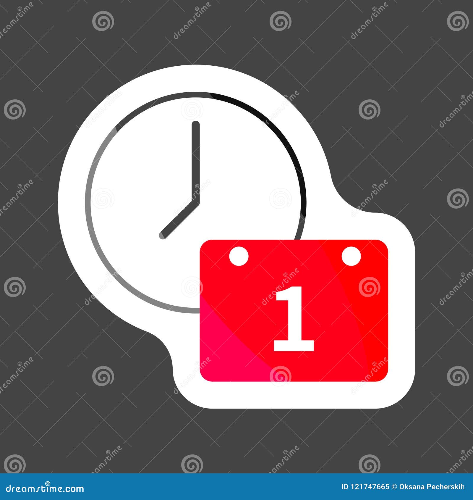 Vector Clock Icon and Calendar. Time Management Colored Sticker Stock ...
