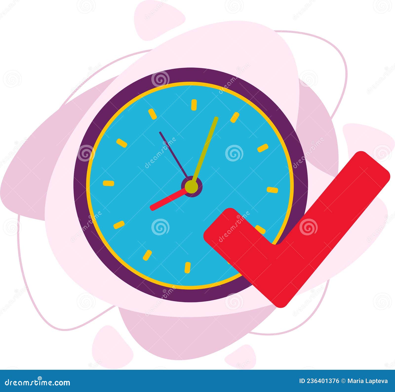 Vector Clock Icon Isolated with a Tick. Stock Vector - Illustration of ...