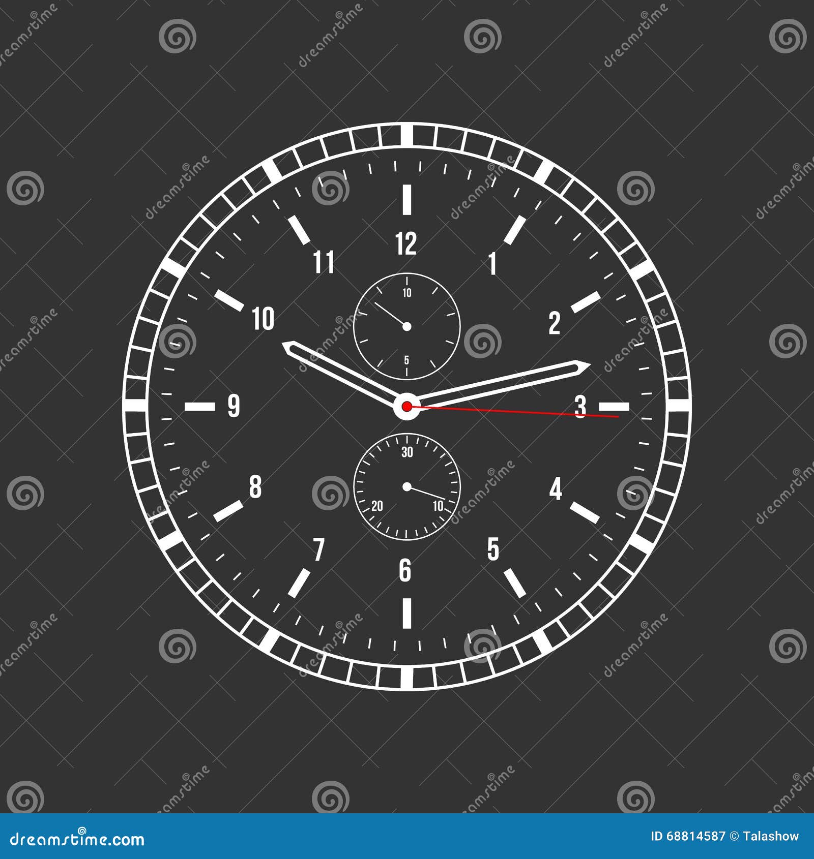 Vector Clock Illustration on a Black Background. Stock Vector ...