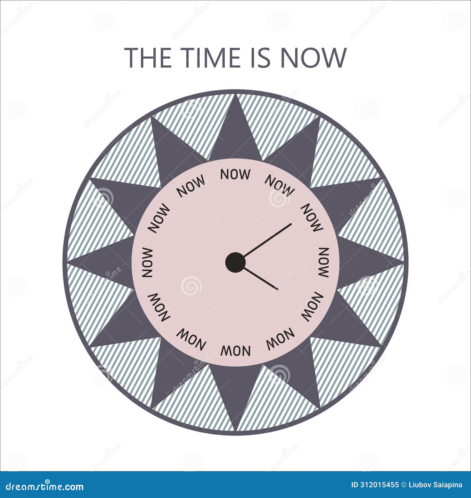 Vector Clock with Inscription the Time is Now Stock Vector ...