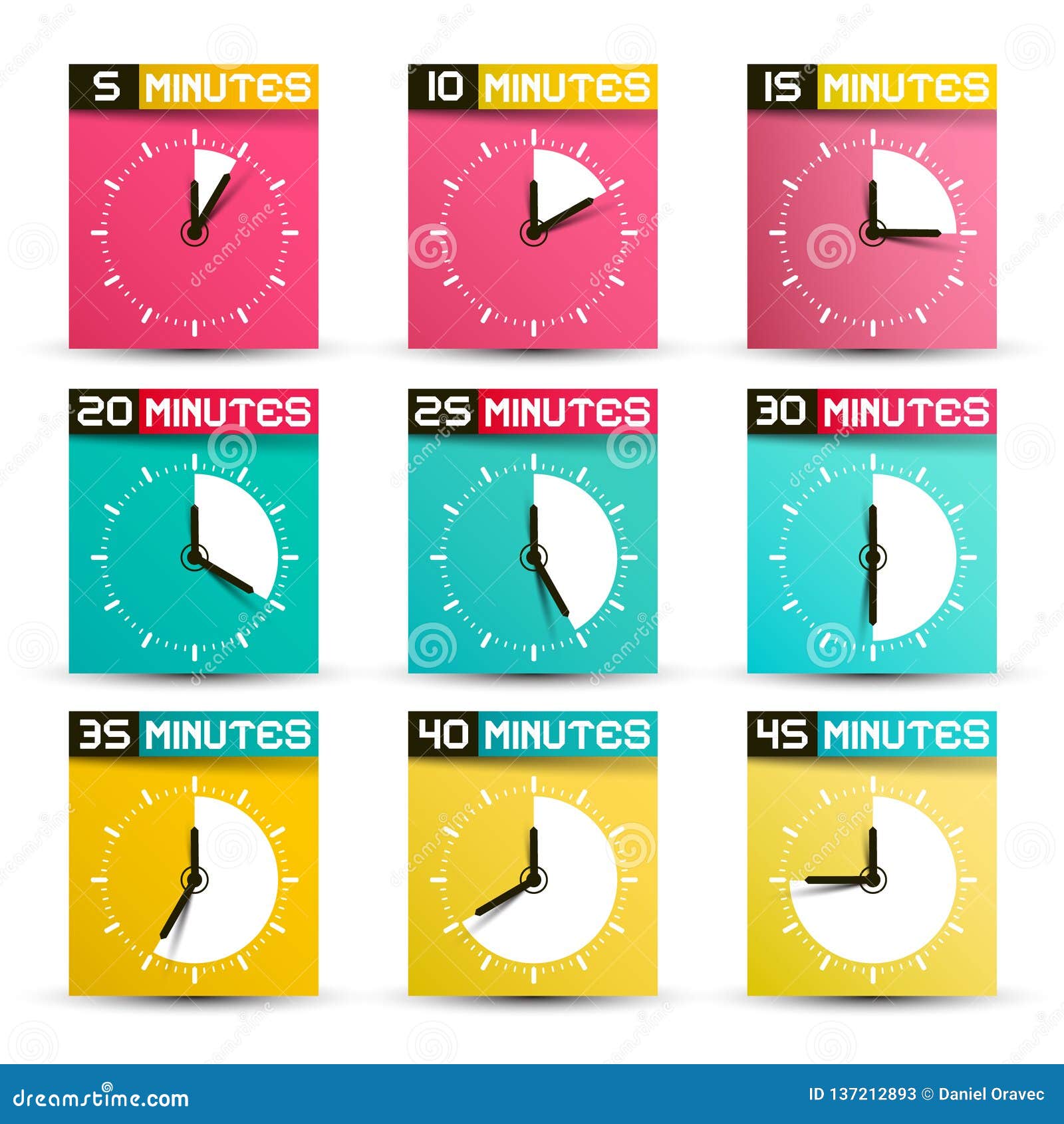 Vector Clock Set. Analog Time Symbols Stock Vector - Illustration of ...