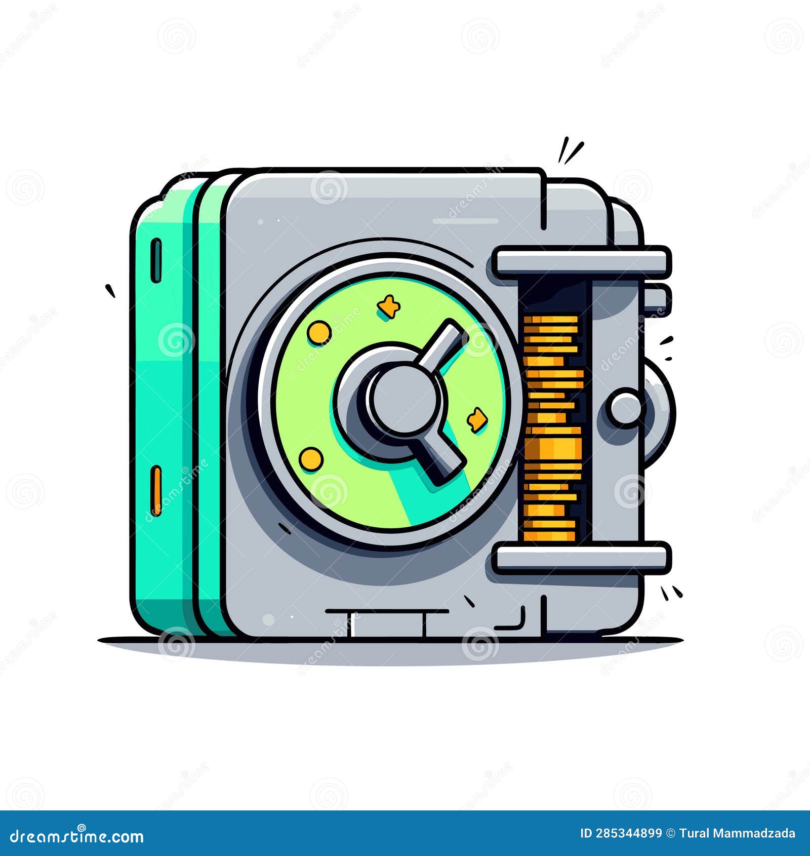 Vector of a Clock-themed Safe Icon in a Fun and Playful Cartoon Style ...