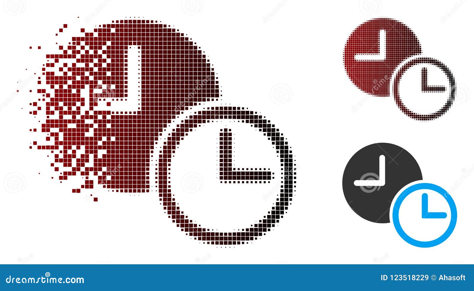 Moving Pixel Halftone Clocks Icon Stock Vector - Illustration of ...