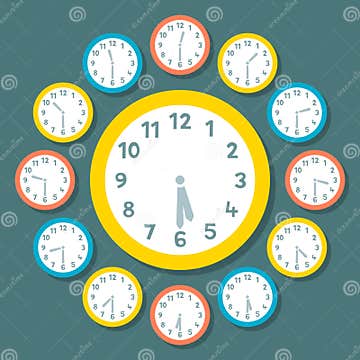 Vector Clocks Showing Half Past the Hour Stock Vector - Illustration of ...