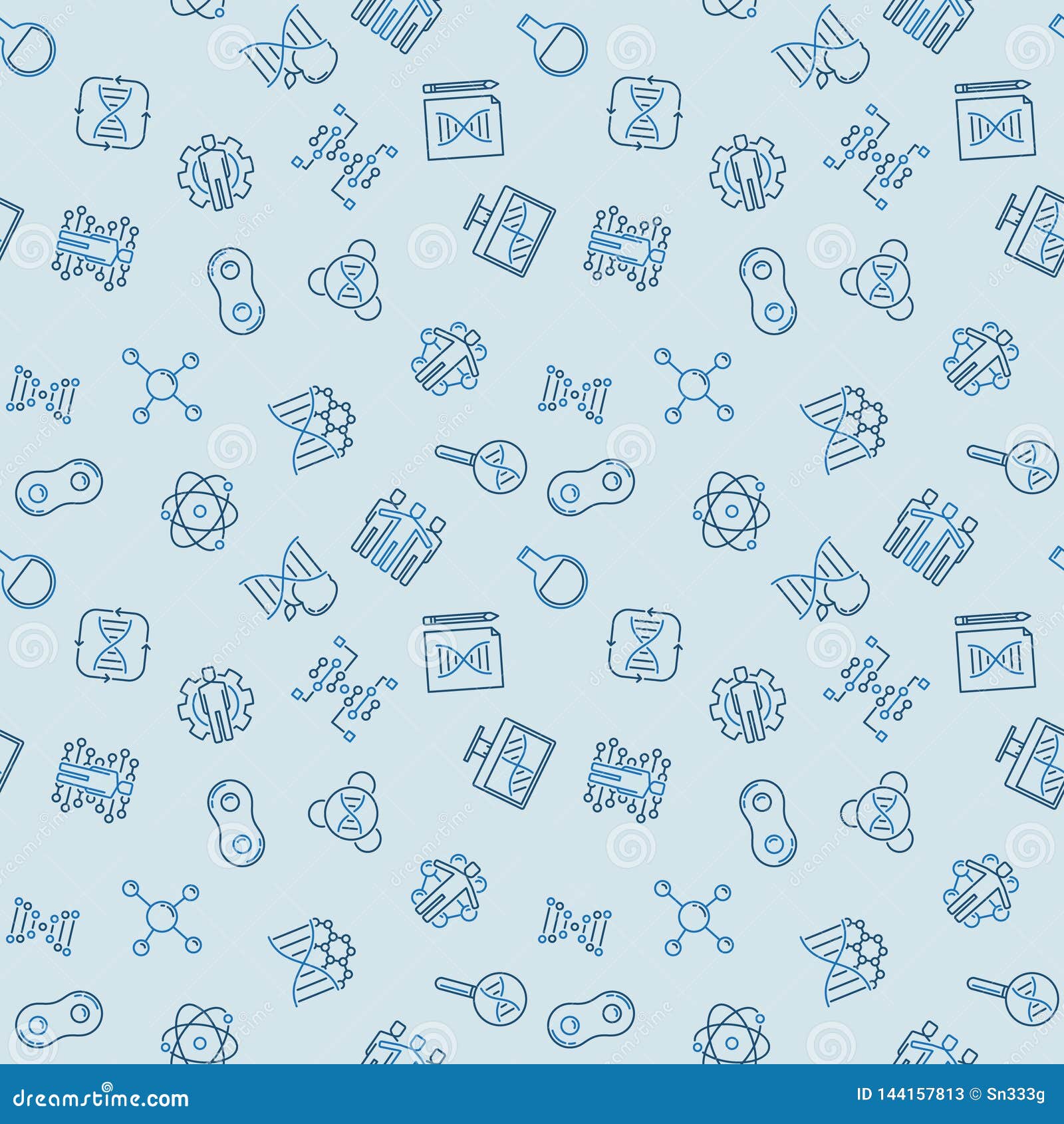 Vector Cloning Blue Seamless Pattern in Outline Style Stock Vector ... Vector Cloning Blue Seamless Pattern in Outline Style Stock Vector ...