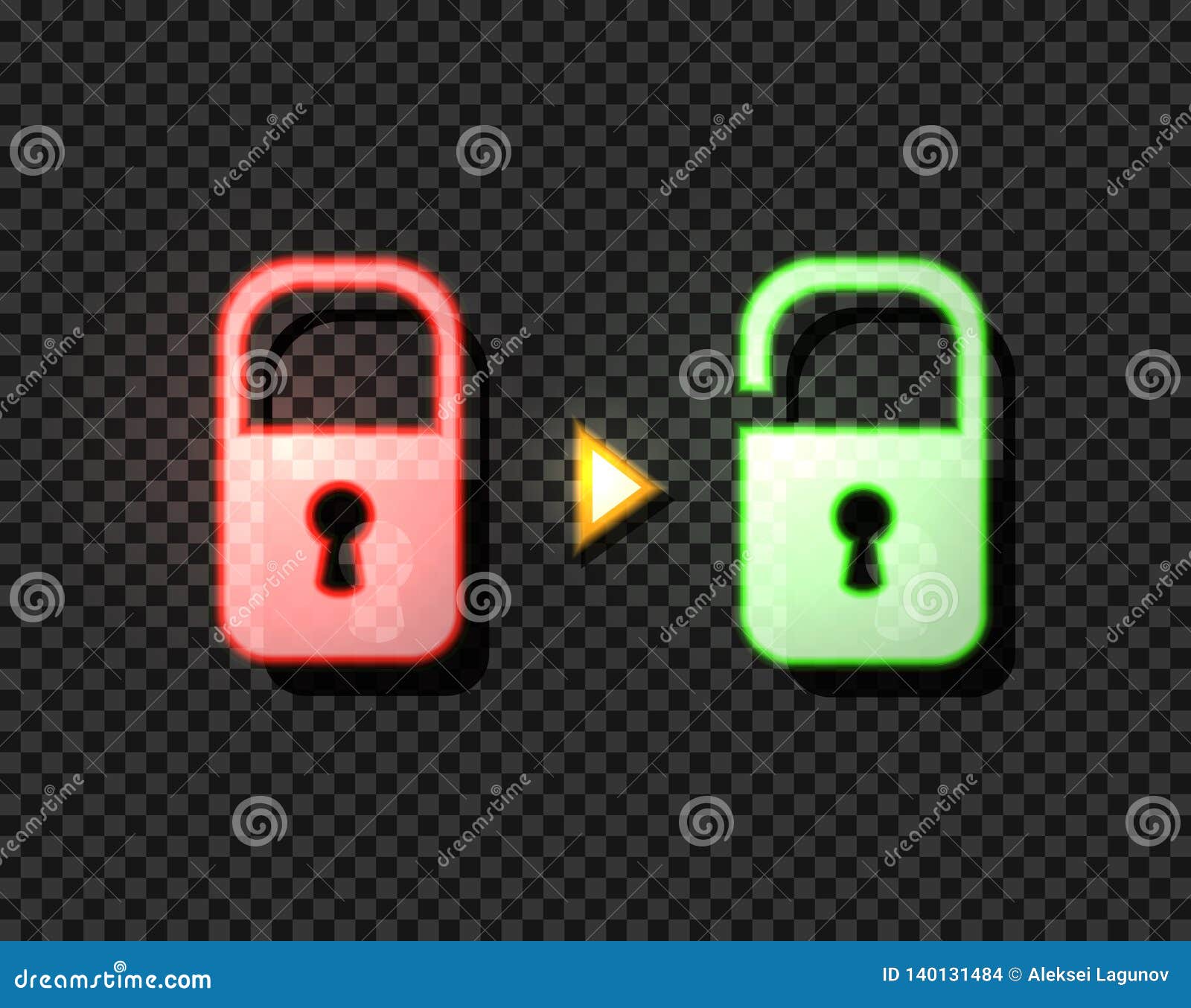 Vector Close Lock Turns into Open, Unlocking Concept, Bright Red and ...