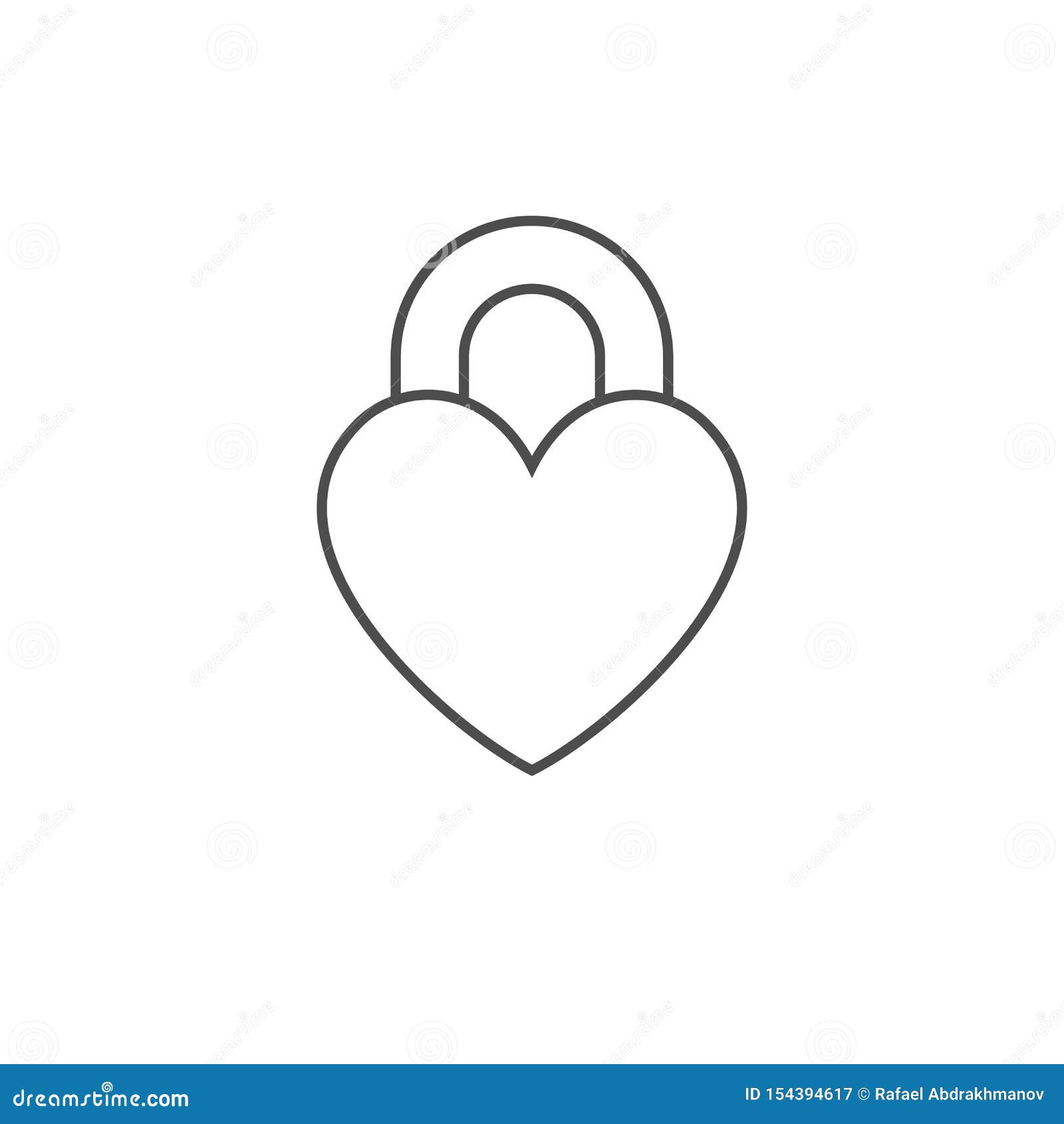 Vector Closed Lock in the Form of Heart. Outline Flat Icon Isolated on ...